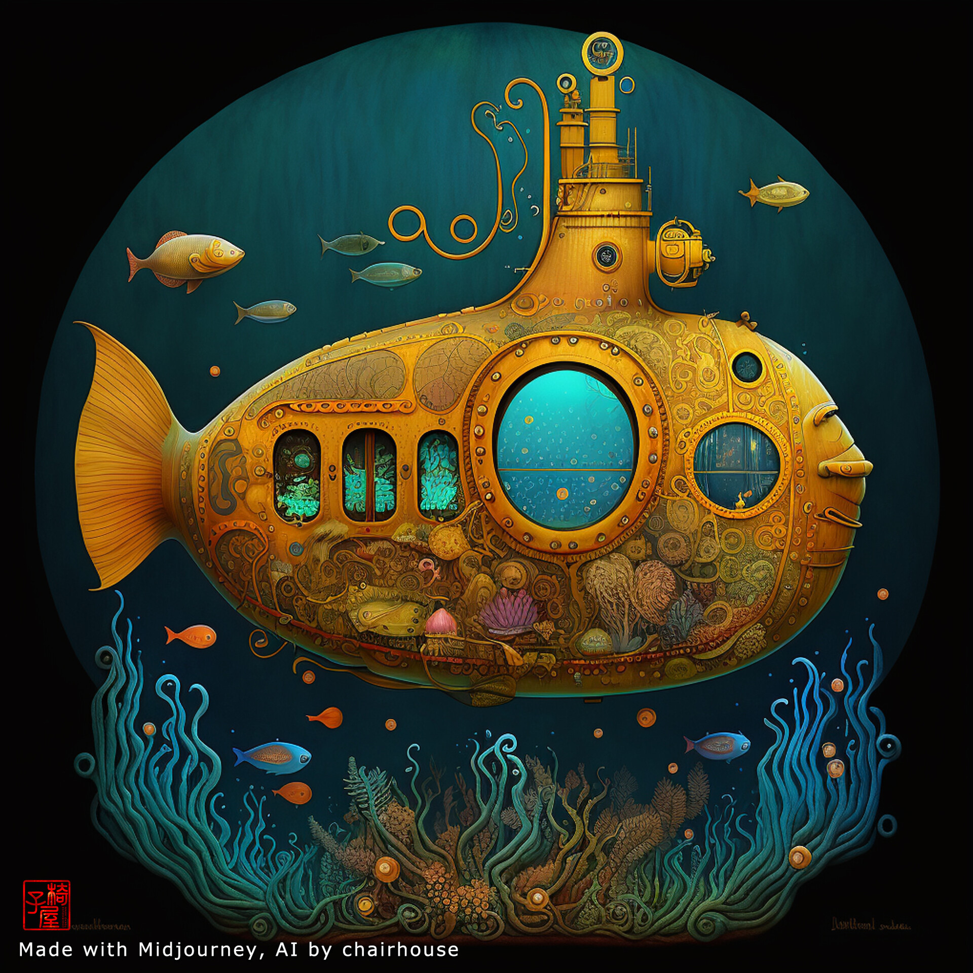 ArtStation - cute submarine in the depth with #Midjourney 230505