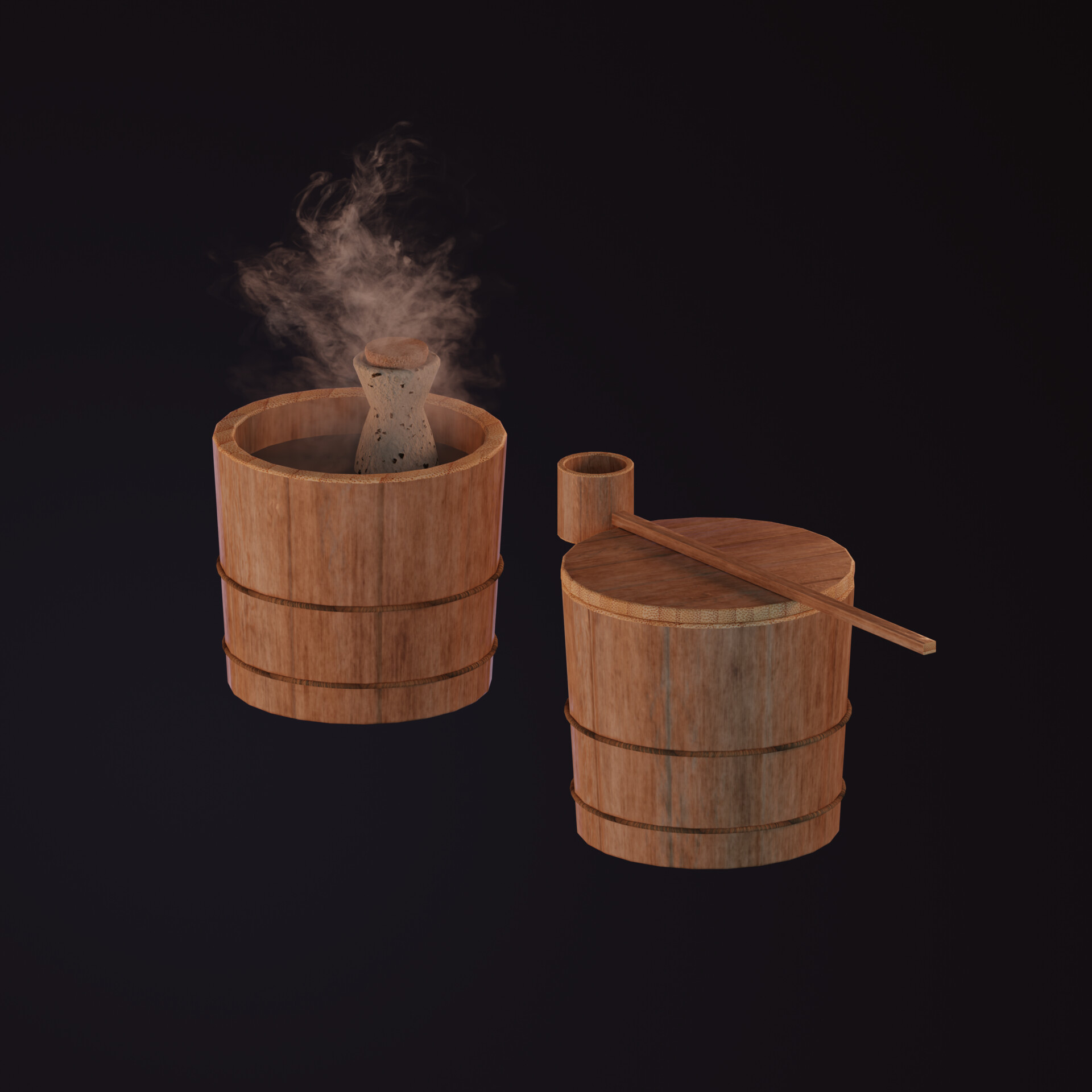 ArtStation - Bamboo Sake Boxes with Ladle