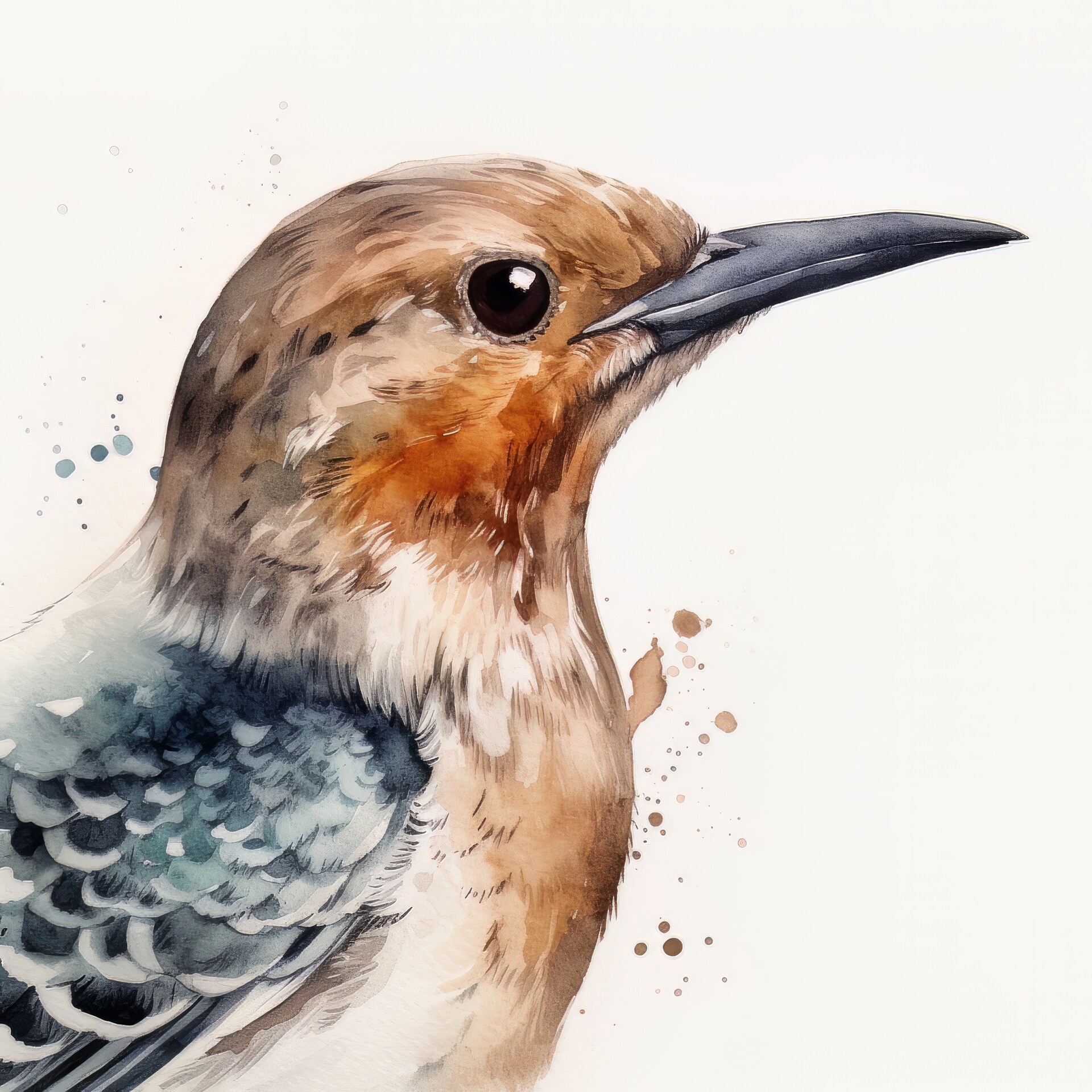 ArtStation - Flicker Bird Portrait Watercolor Painting