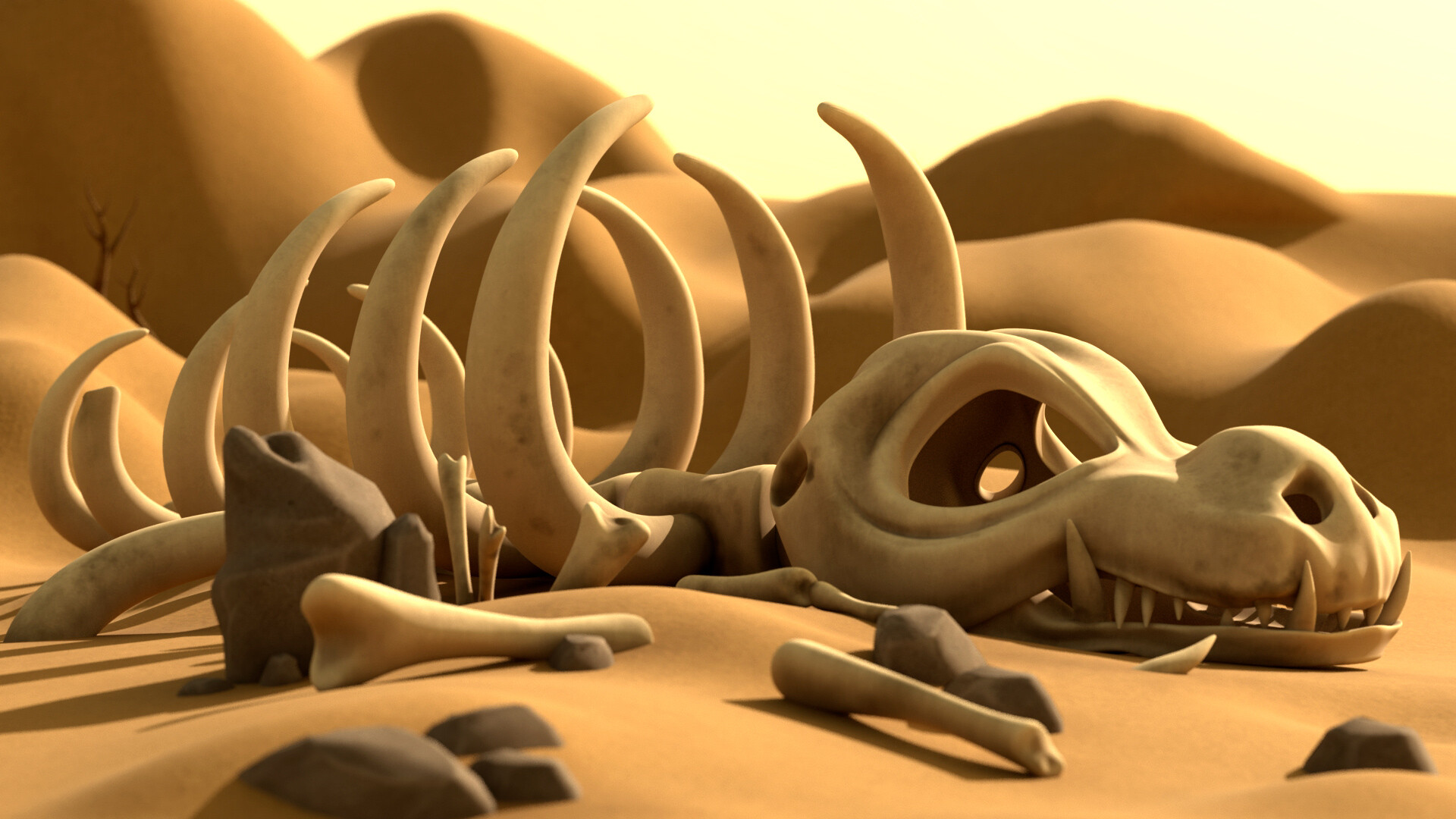 ArtStation - Dinosaur Skeleton (Stylised)