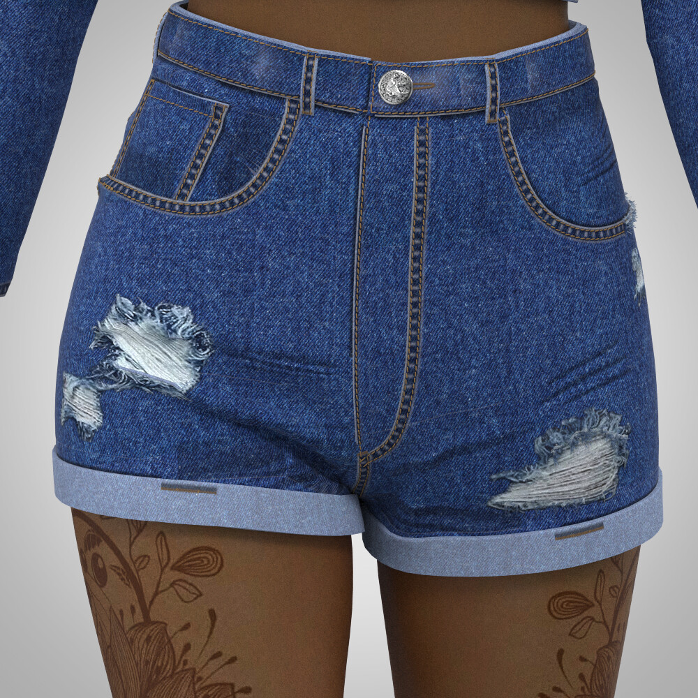 ArtStation - Denim short / Marvelous Designer