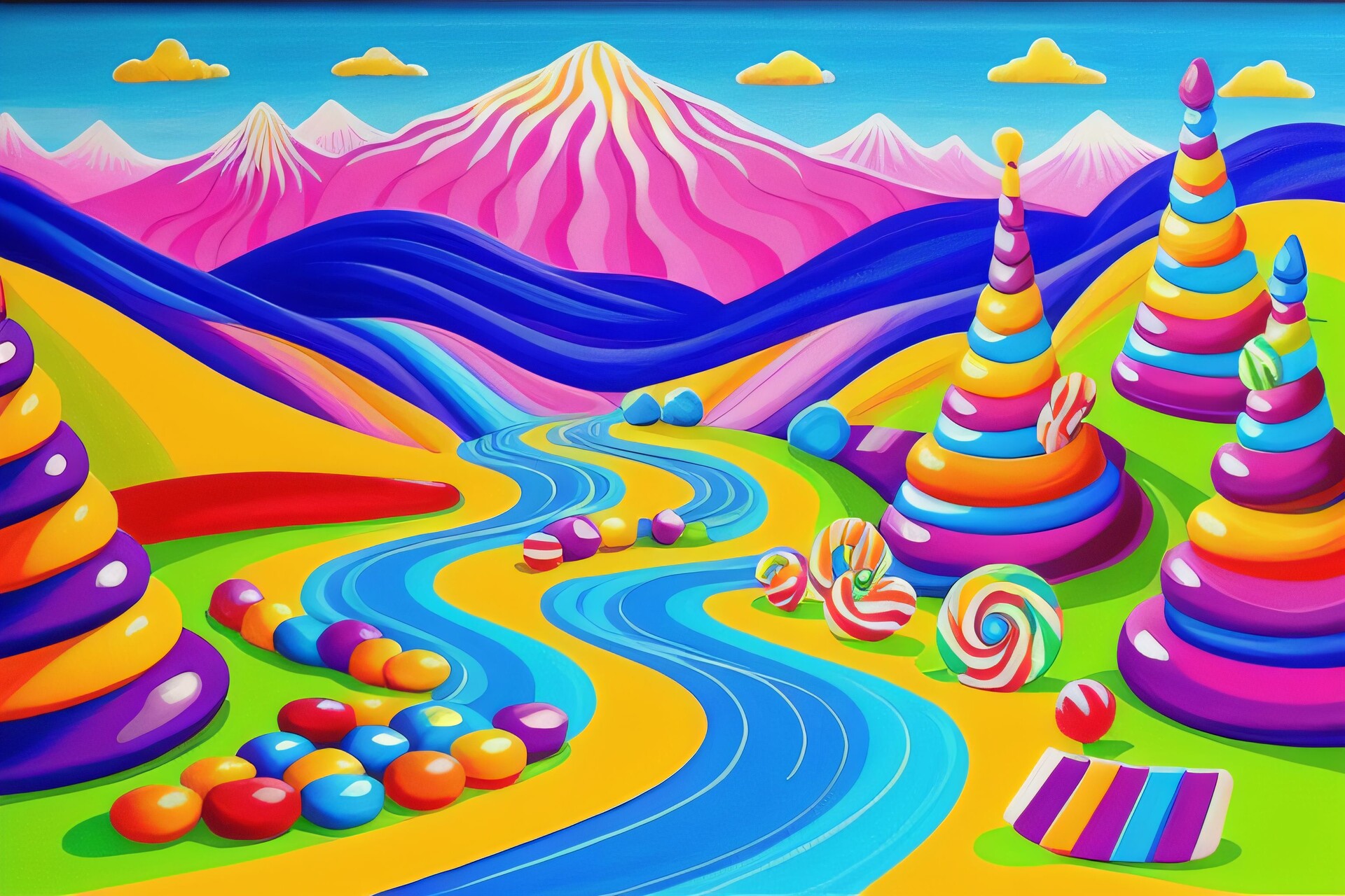 ArtStation - [AI] Whimsical candy land with confectionery mountains