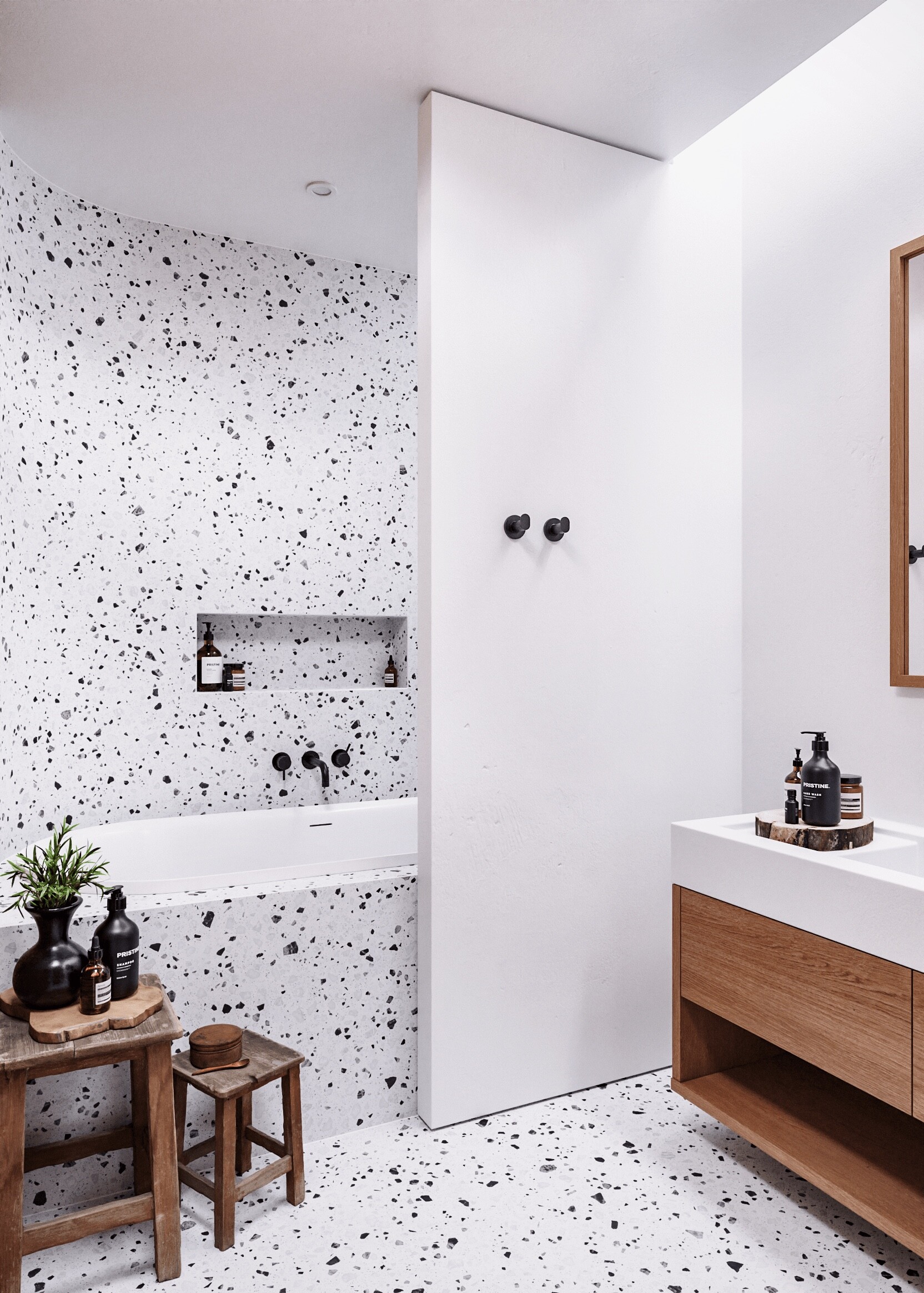 ArtStation - Surrey Bathroom - Terrazzo and Wood