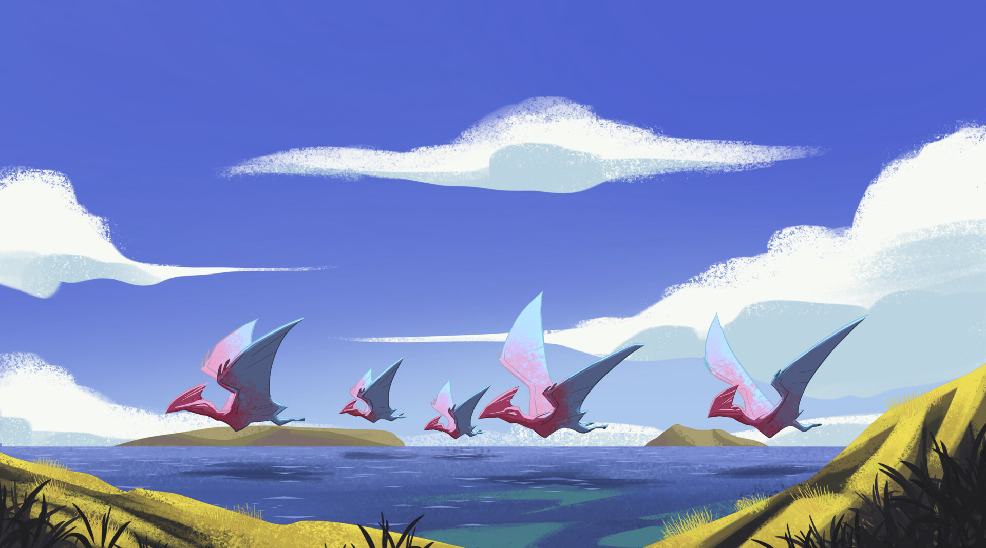 ArtStation - Dinos flying