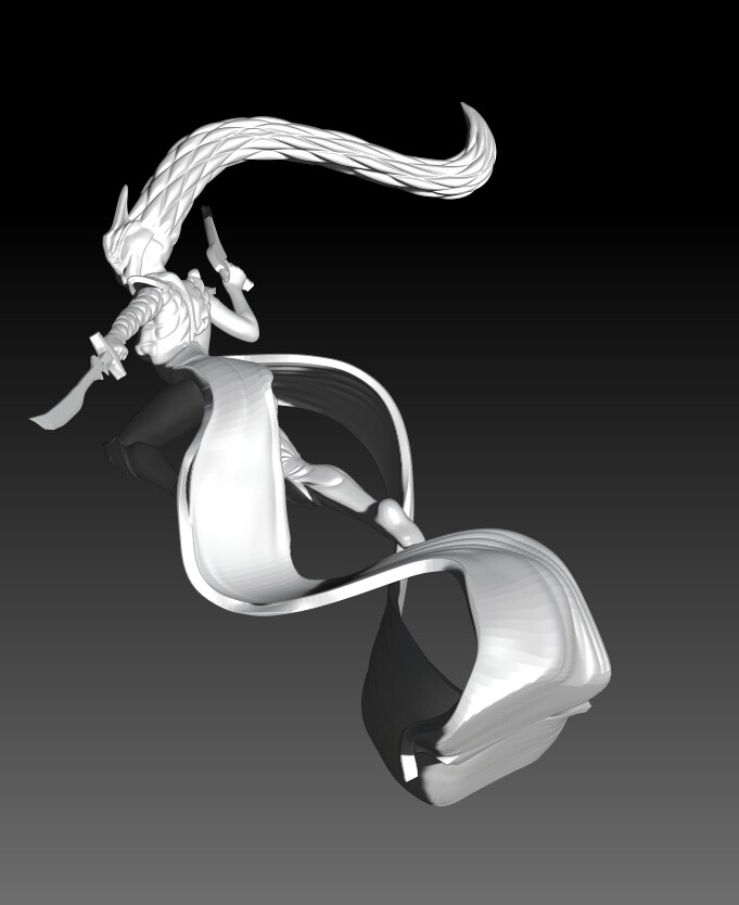 Isaac Odyss - Elven Jester - Sword and Gun Female Warrior - 3D ...