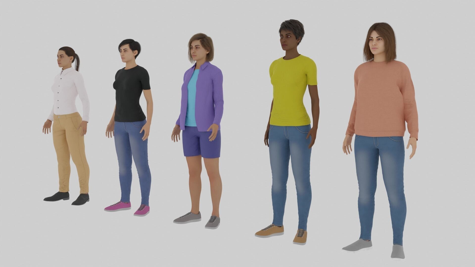 ArtStation - Girl Collection 3D model NPC VR AR Low-poly 3D model