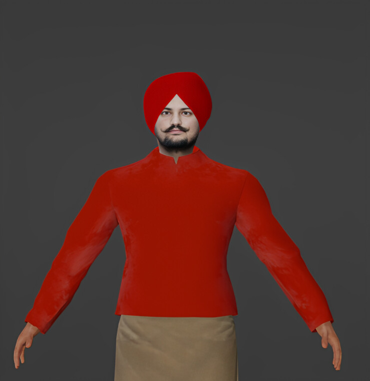 ArtStation - Sindhu moose wala 3d model in red kurta