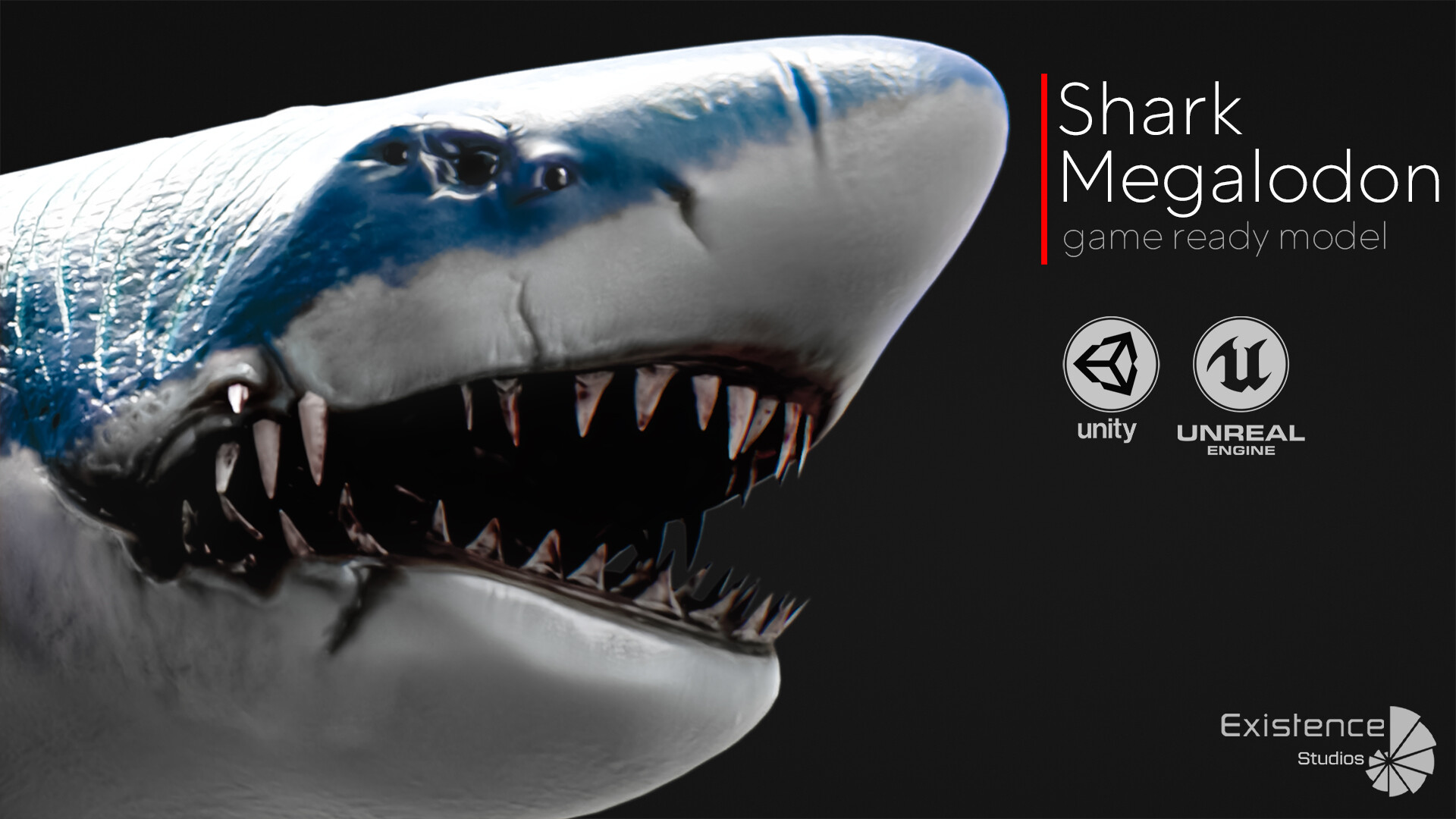 Existence - Megalodon Shark Model. Game-Ready LowPoly Animated Ocean ...