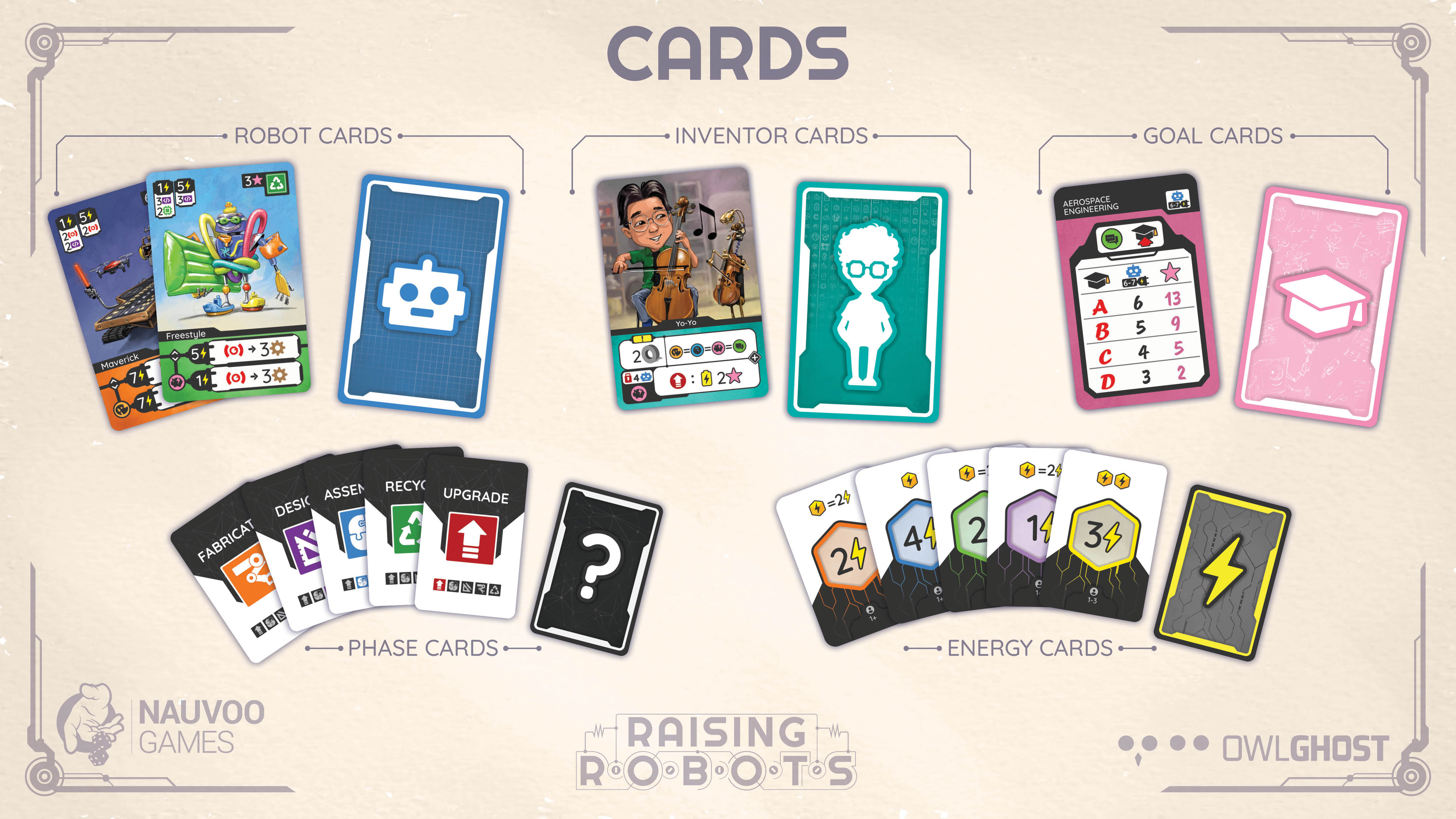 Owl Ghost Creatives - Raising Robots: Cards, Boards and Tokens