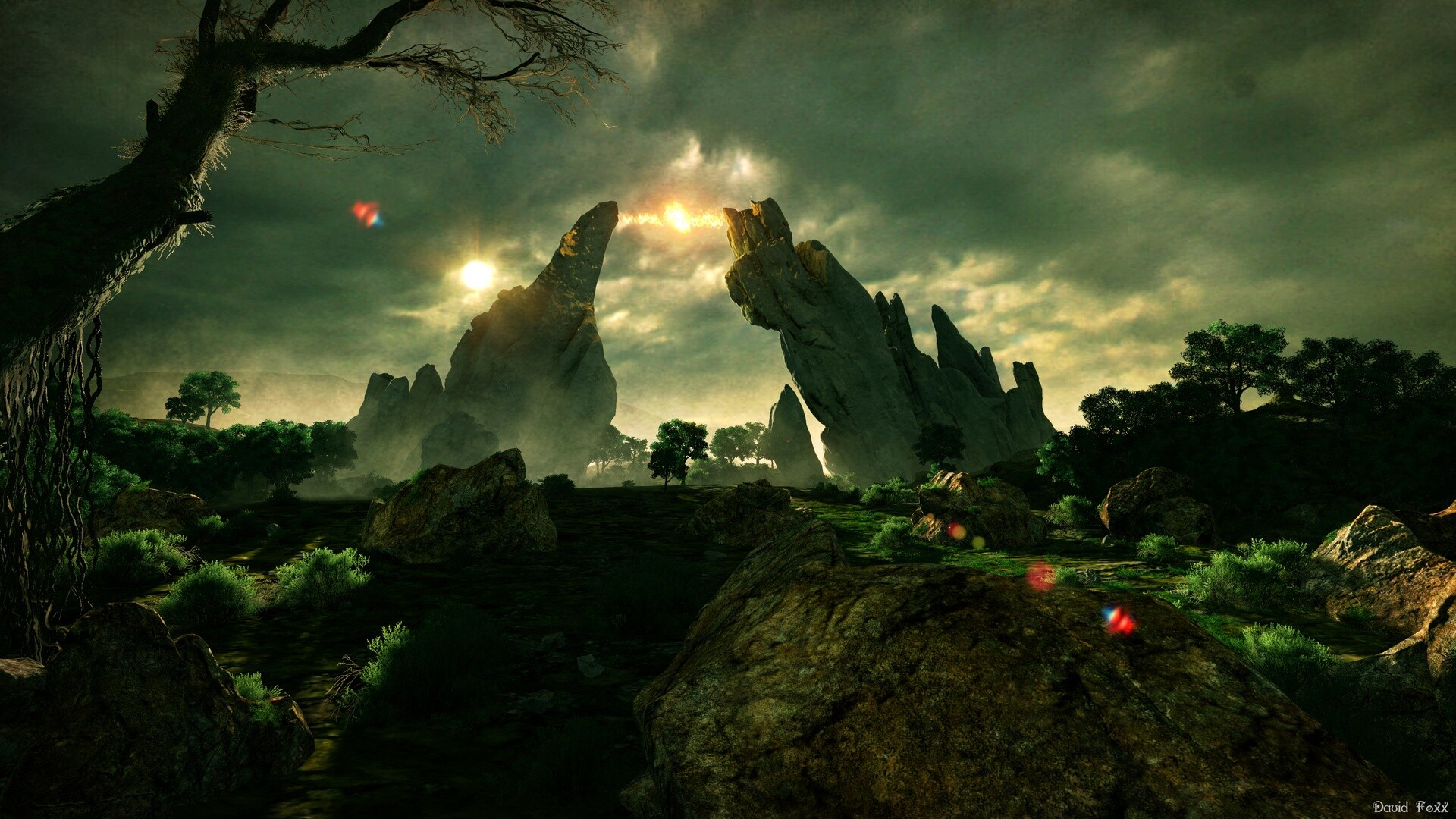 ArtStation - Fiery beam rocks