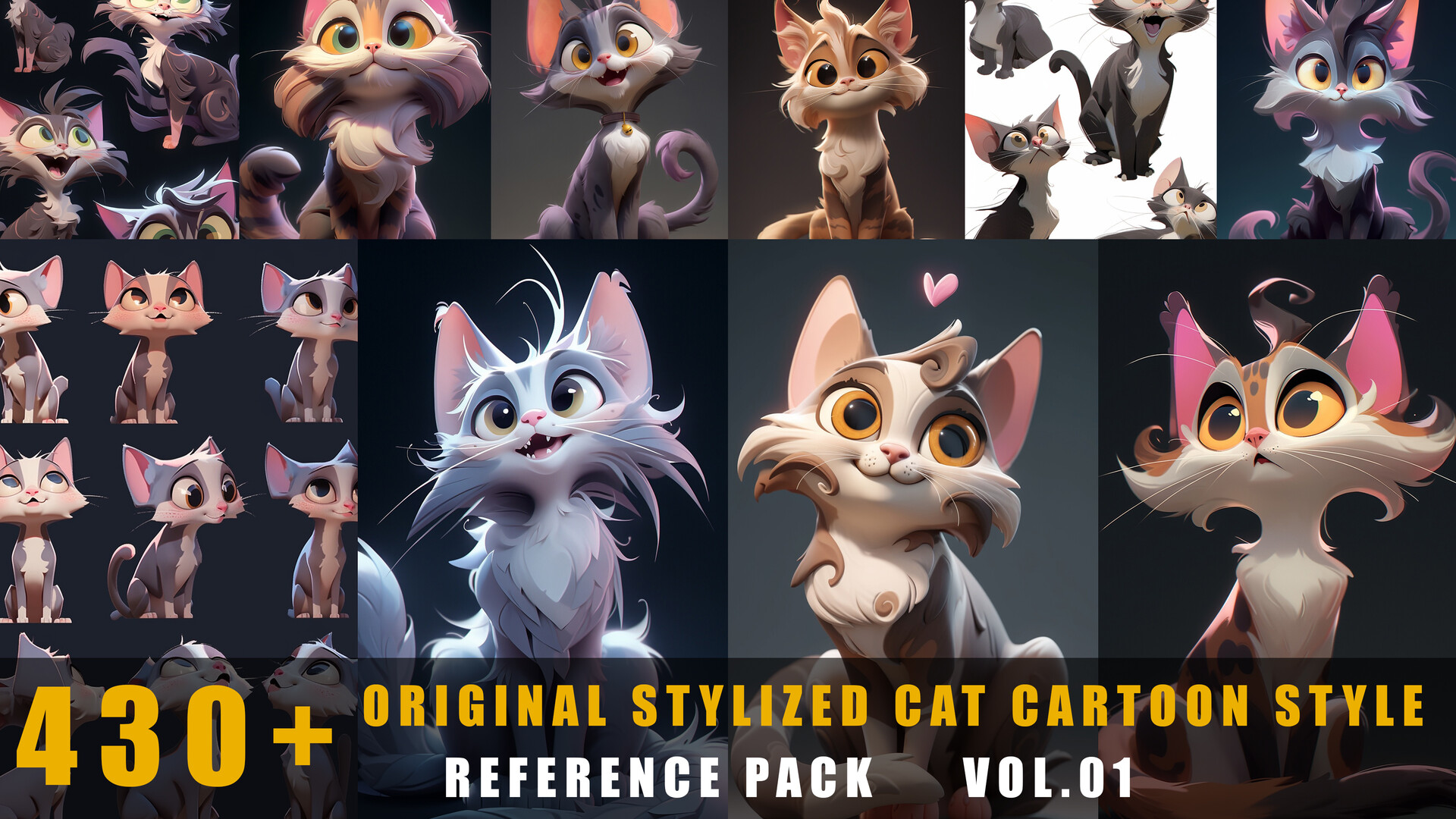 WaterLaw's Studio - 430+ Original Stylized Cat Cartoon Style - References Pack Vol.01