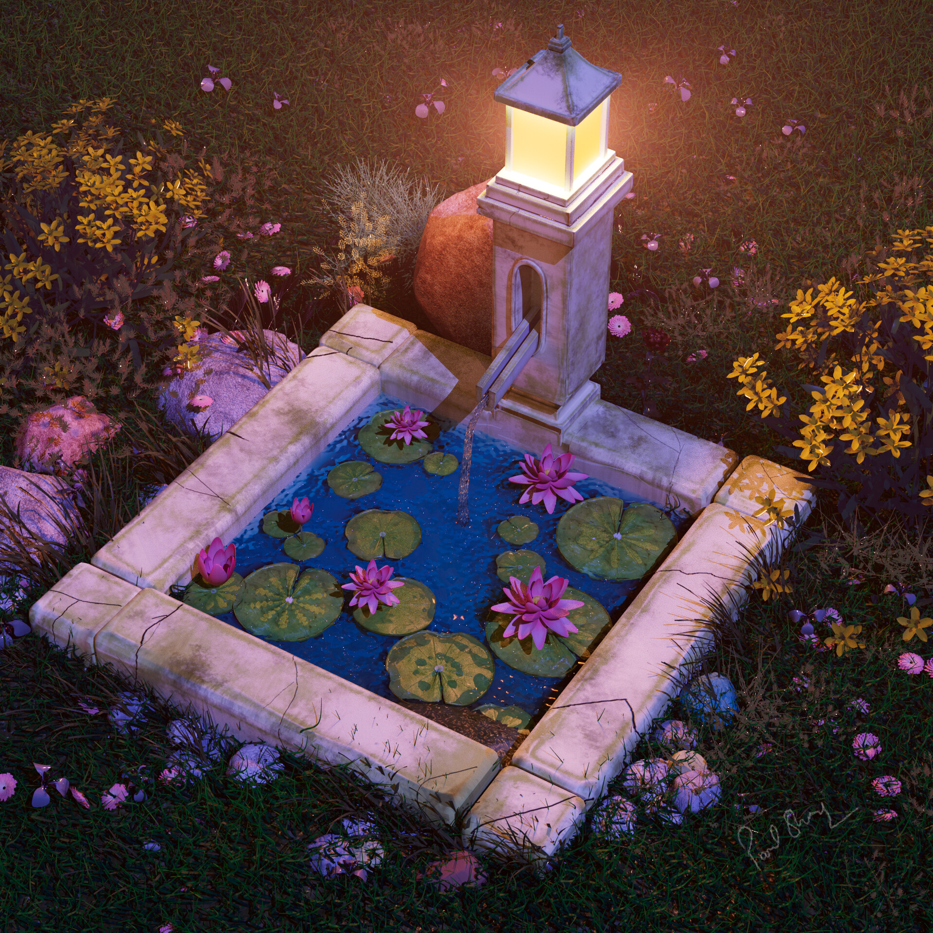 ArtStation - Pond and Lilies