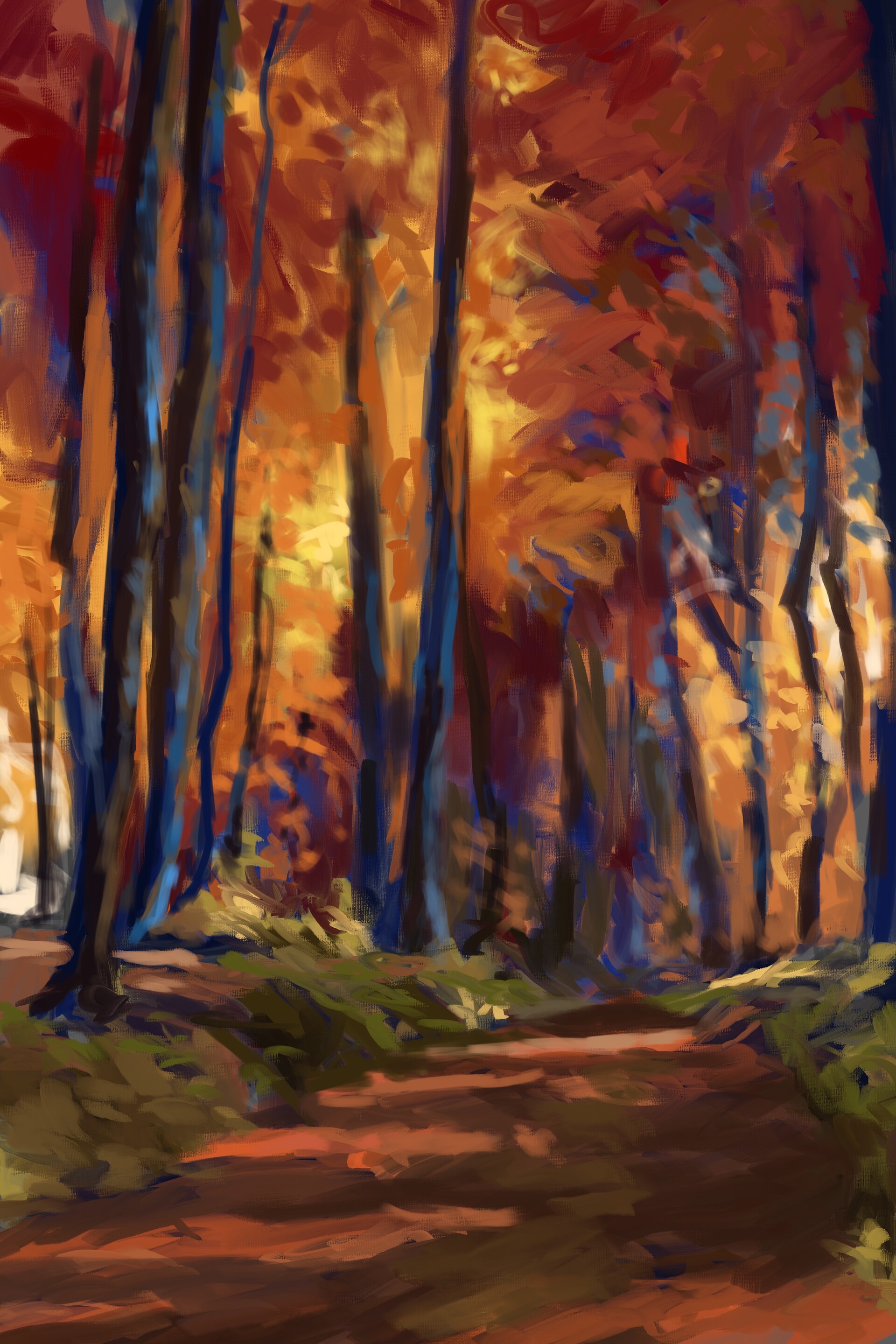 ArtStation - Impressionistic tree alley study