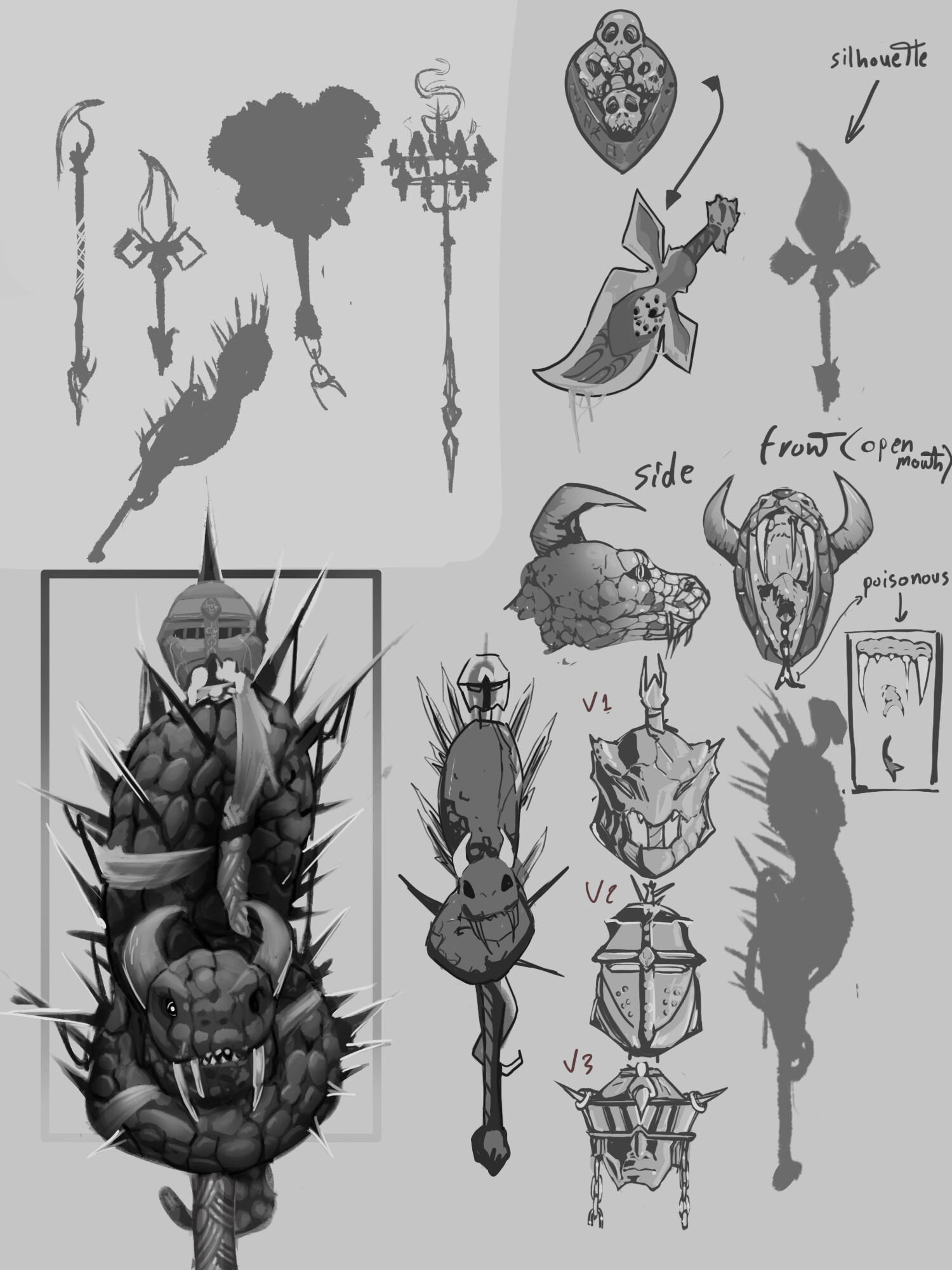 ArtStation - fantasy weapons (skulls & monsters)