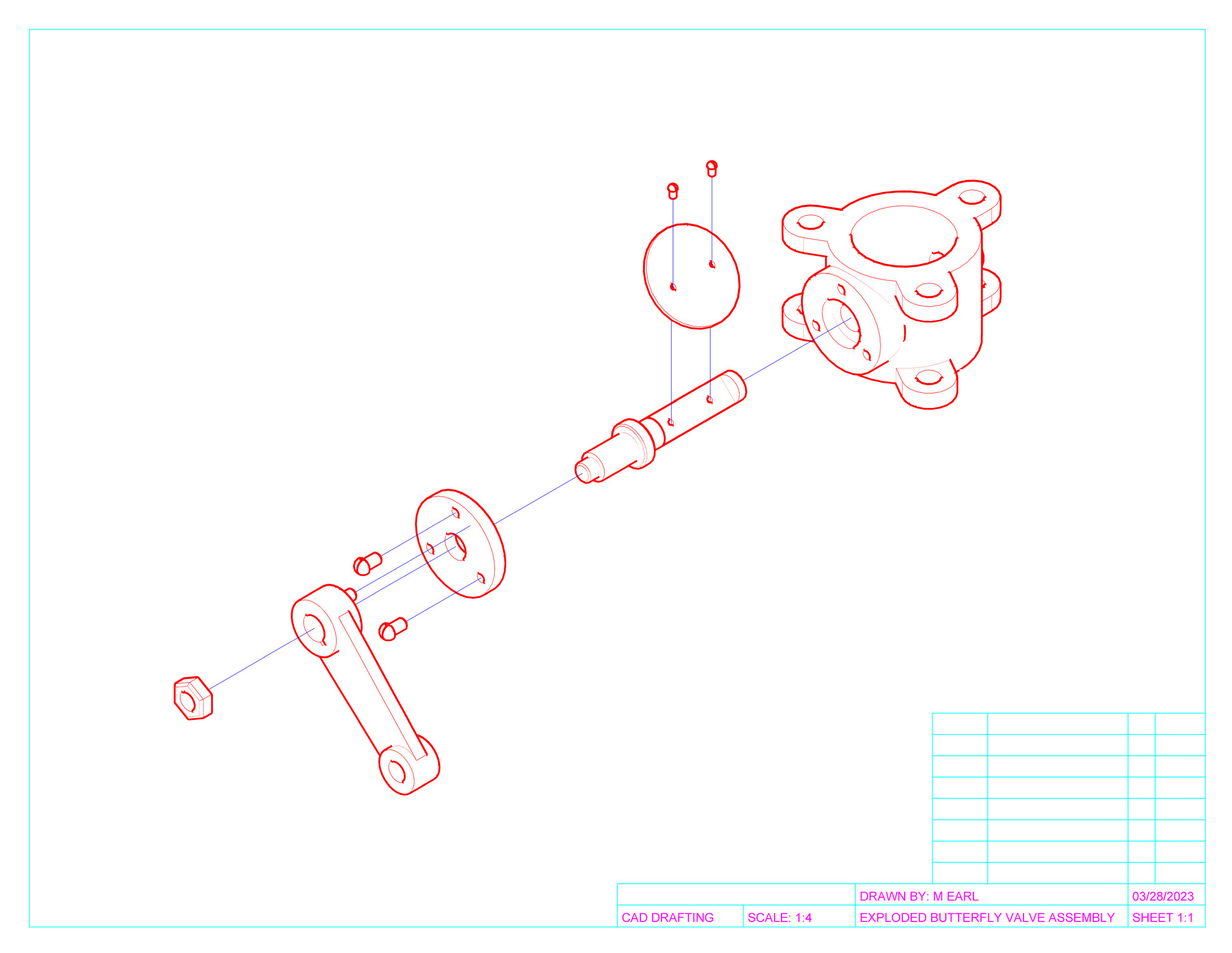 ArtStation - CAD Butterfly Valve Exploded Layout and Assembly