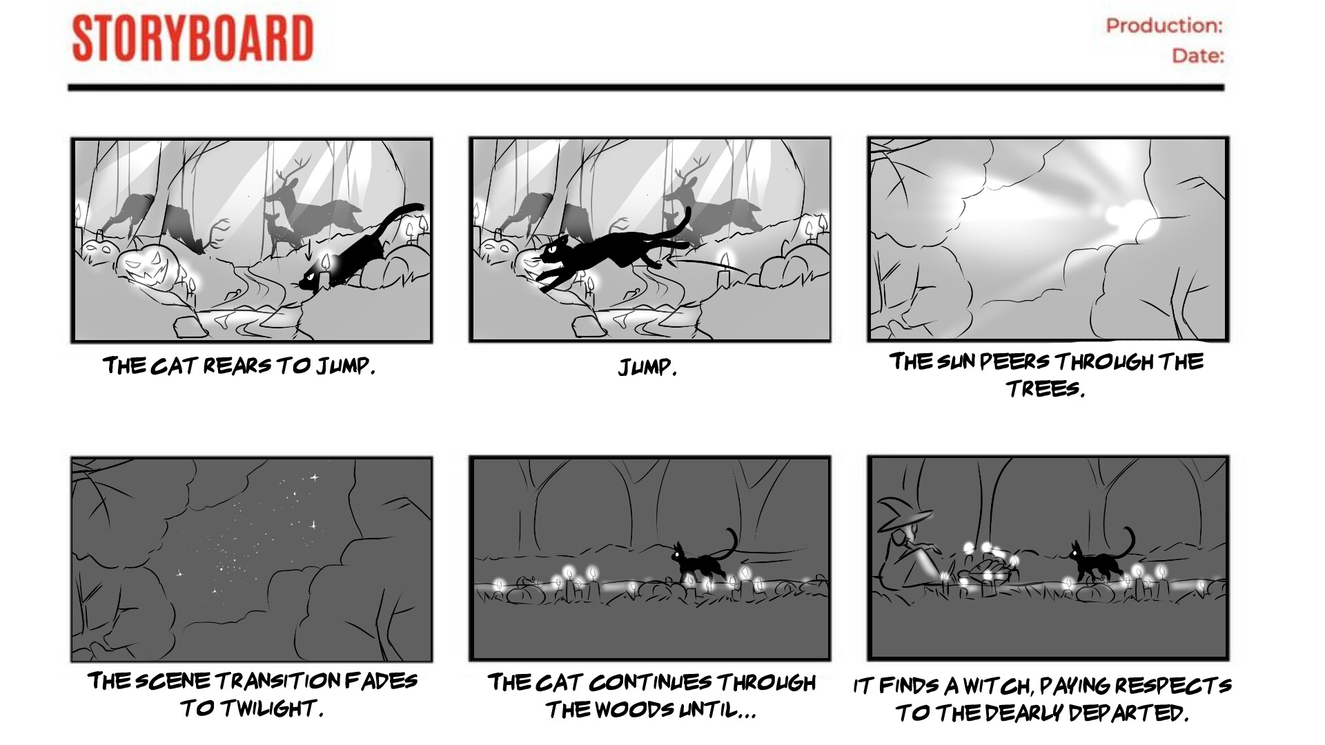 Jessica Fields - Mini Storyboard: The Cat and the Witch