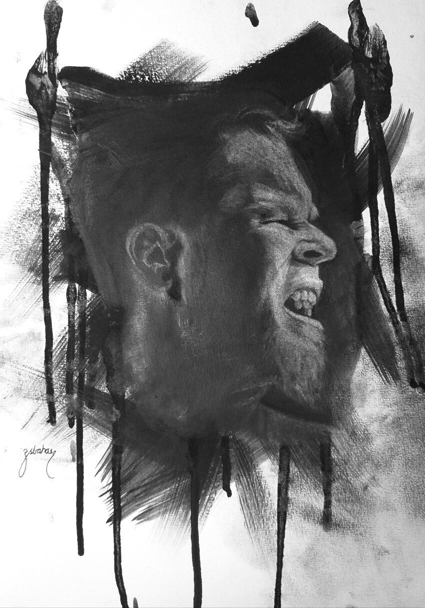 ArtStation - James Hetfield Metallica A4 charcoal drawing
