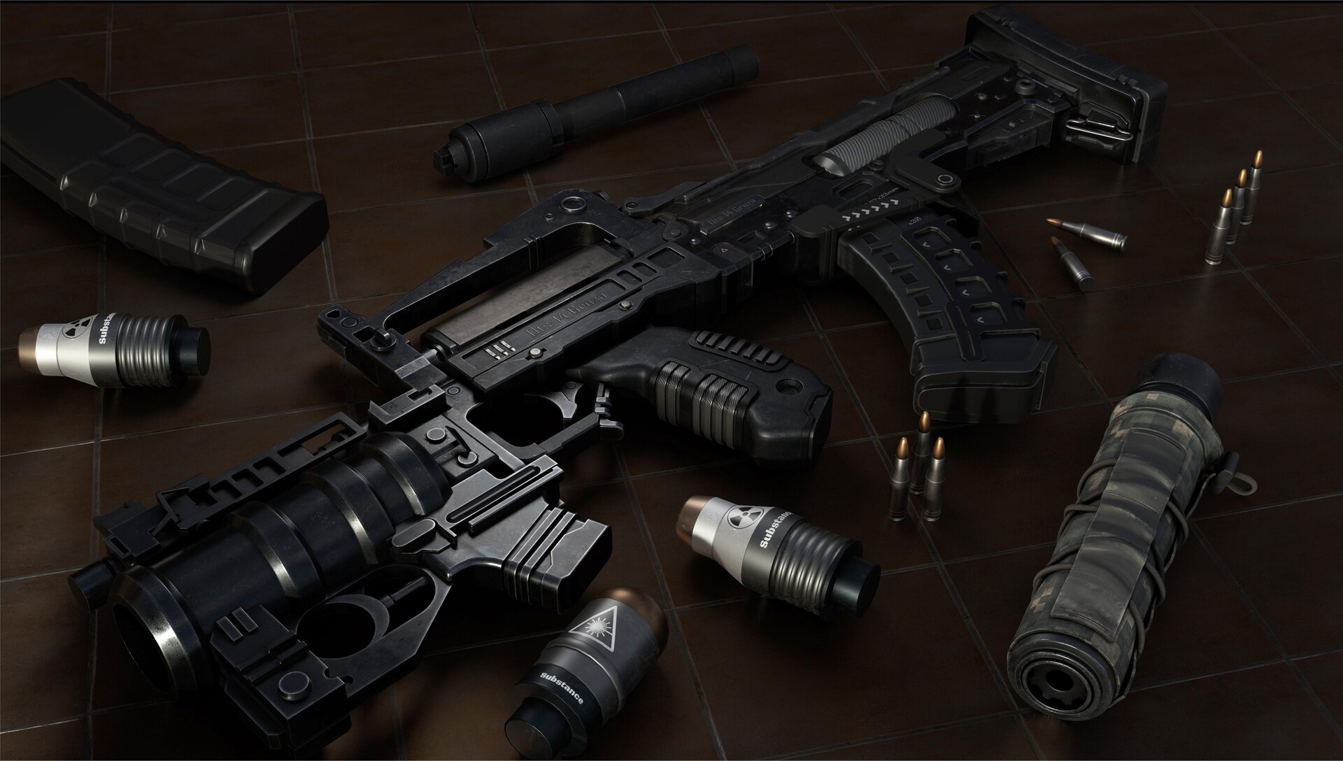 ArtStation - Ots-14 枪械硬表面练习