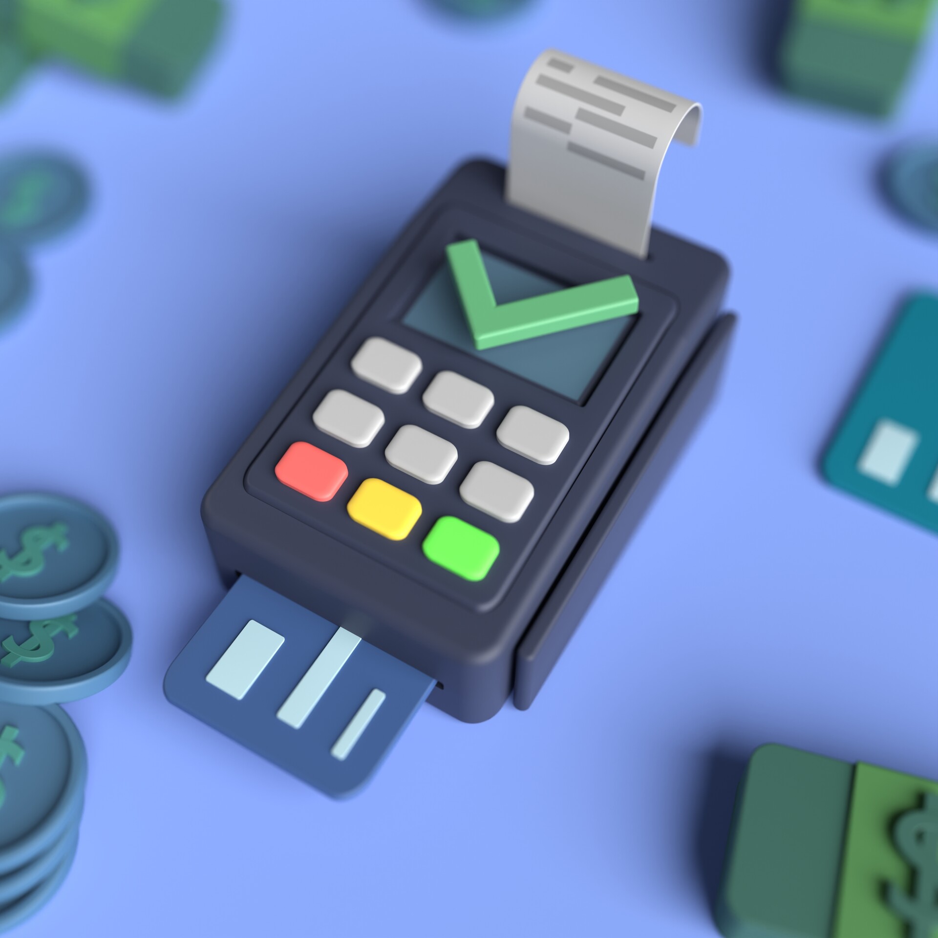 ArtStation - 3D Bank terminal with credit card | Successful payment