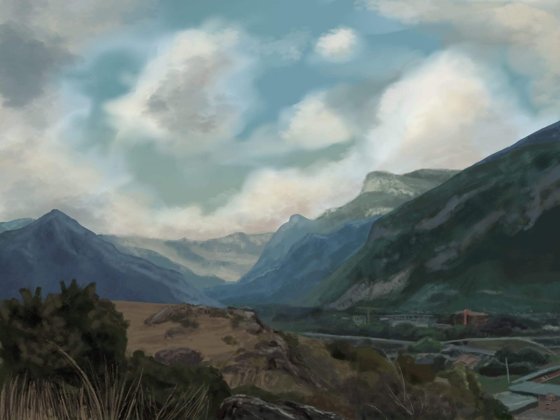 ArtStation - View from Sion Castle; Sion, Switzerland
