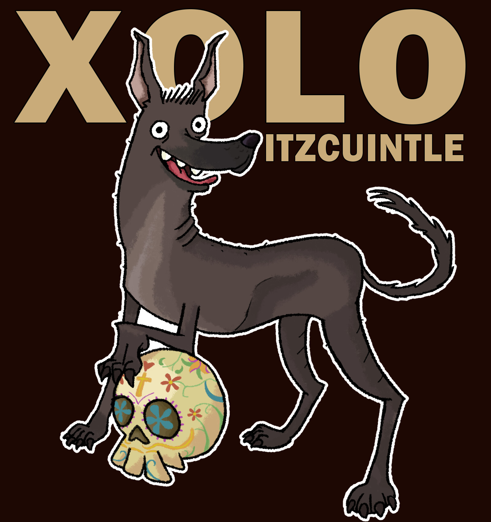 ArtStation - Xolo Itzcuintle - commission for shirt print