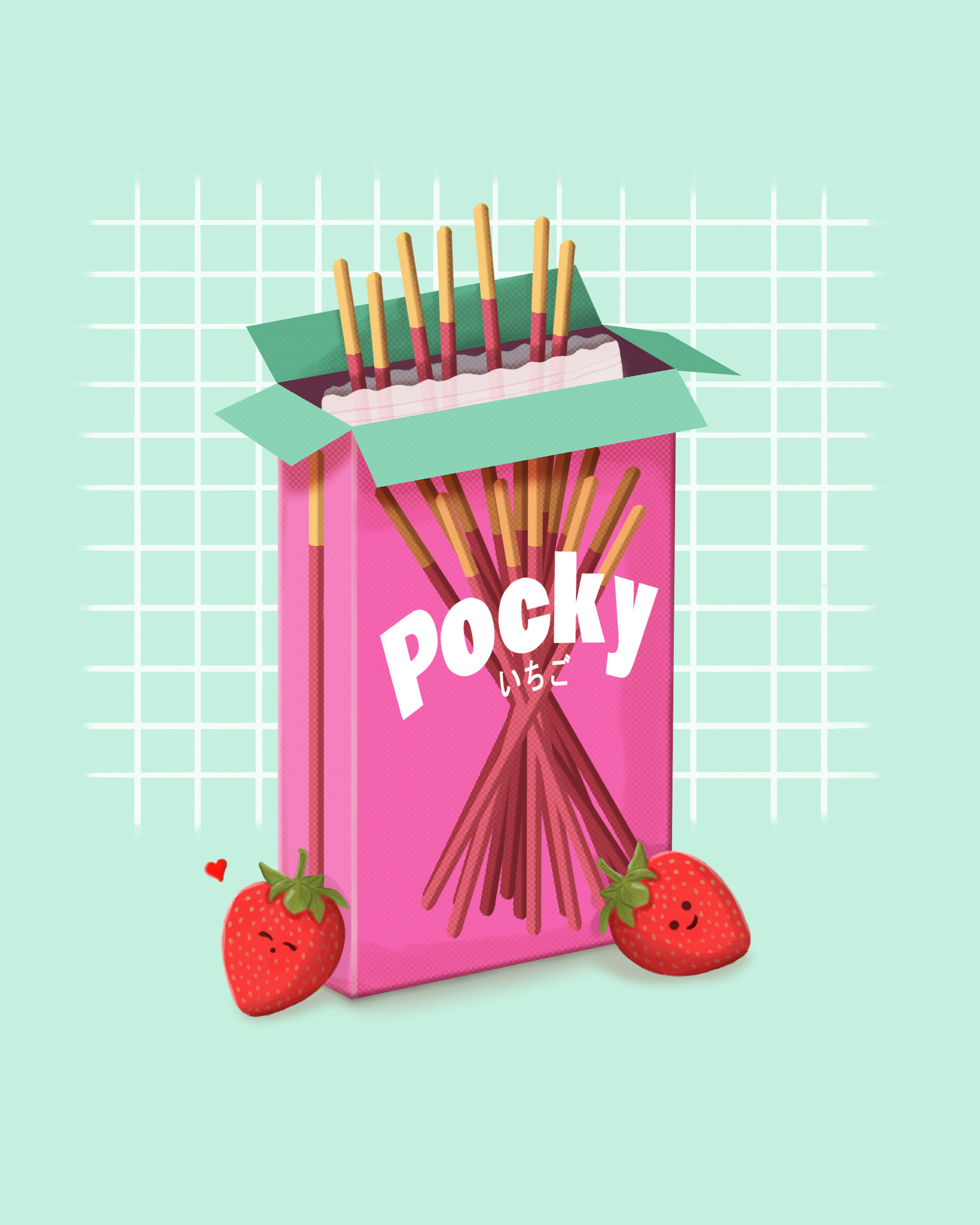 ArtStation - Strawberry Pocky - Japanese snack packaging