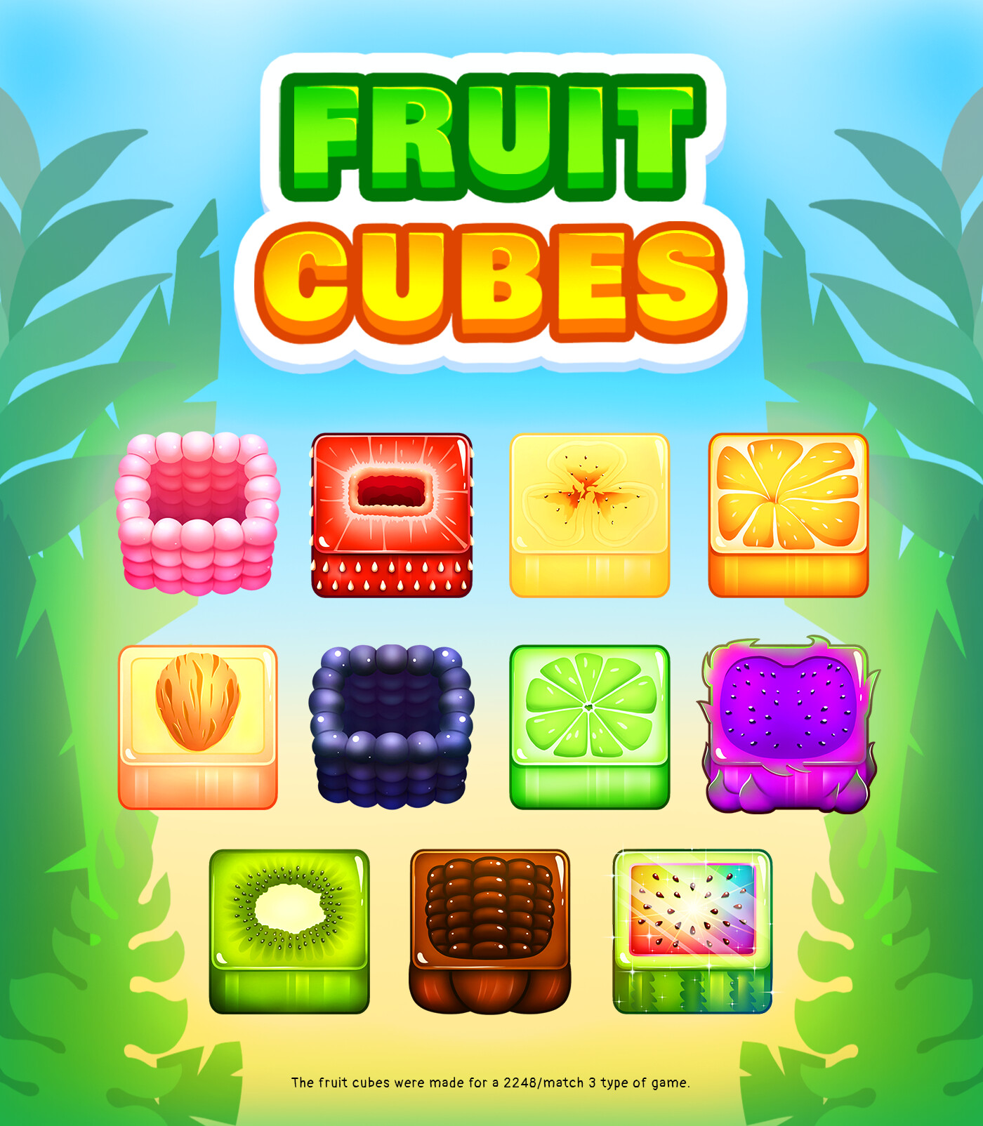 ArtStation - Fruit Cubes - puzzle game elements
