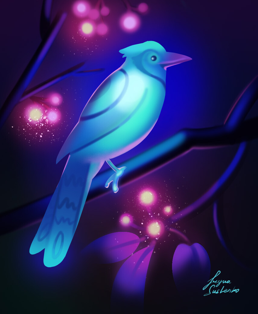 ArtStation - Glowing bird illustration