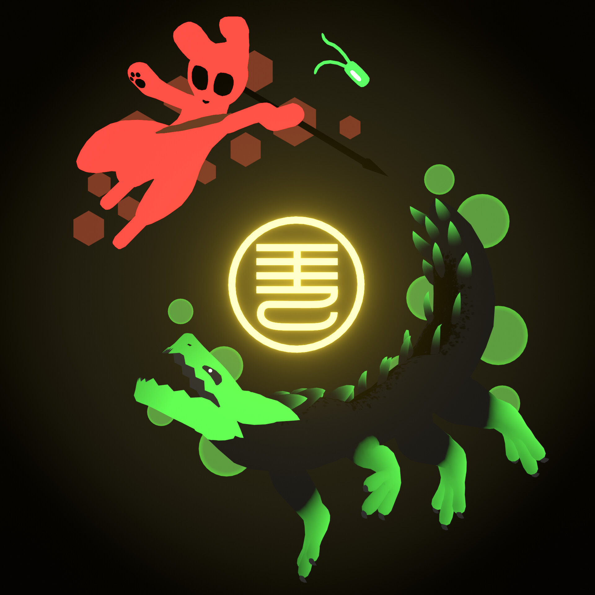 ArtStation - Hunter and Green Lizard from Rain World