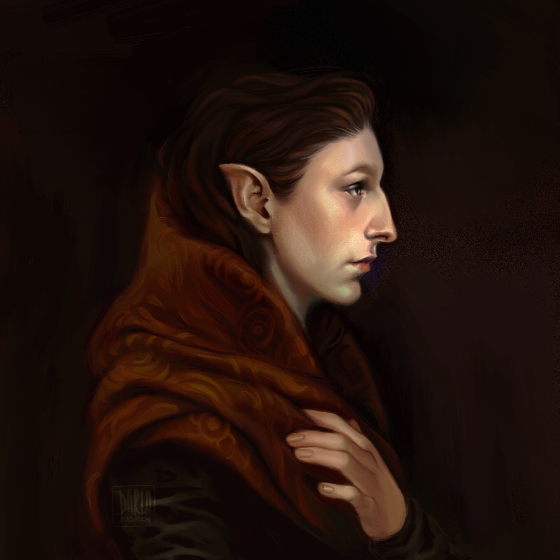 ArtStation - elfling girl with her red shawl