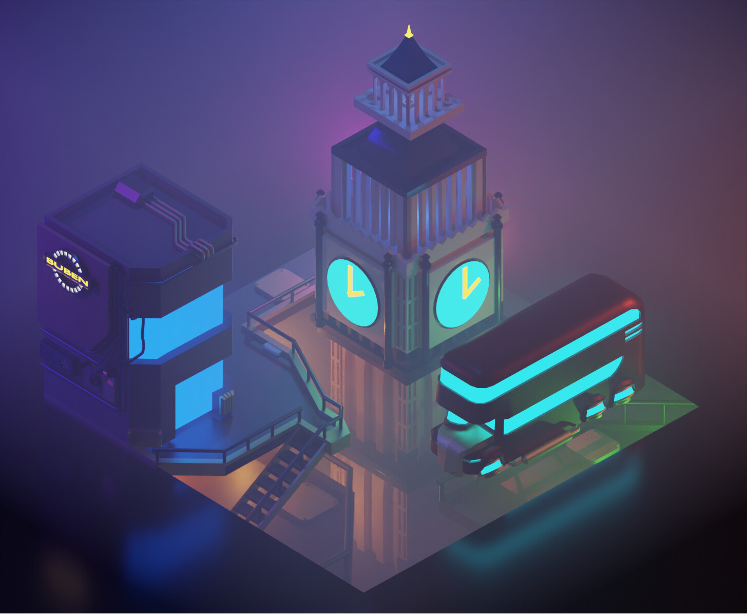 ArtStation - Cyberpunk city Isometric+Logo