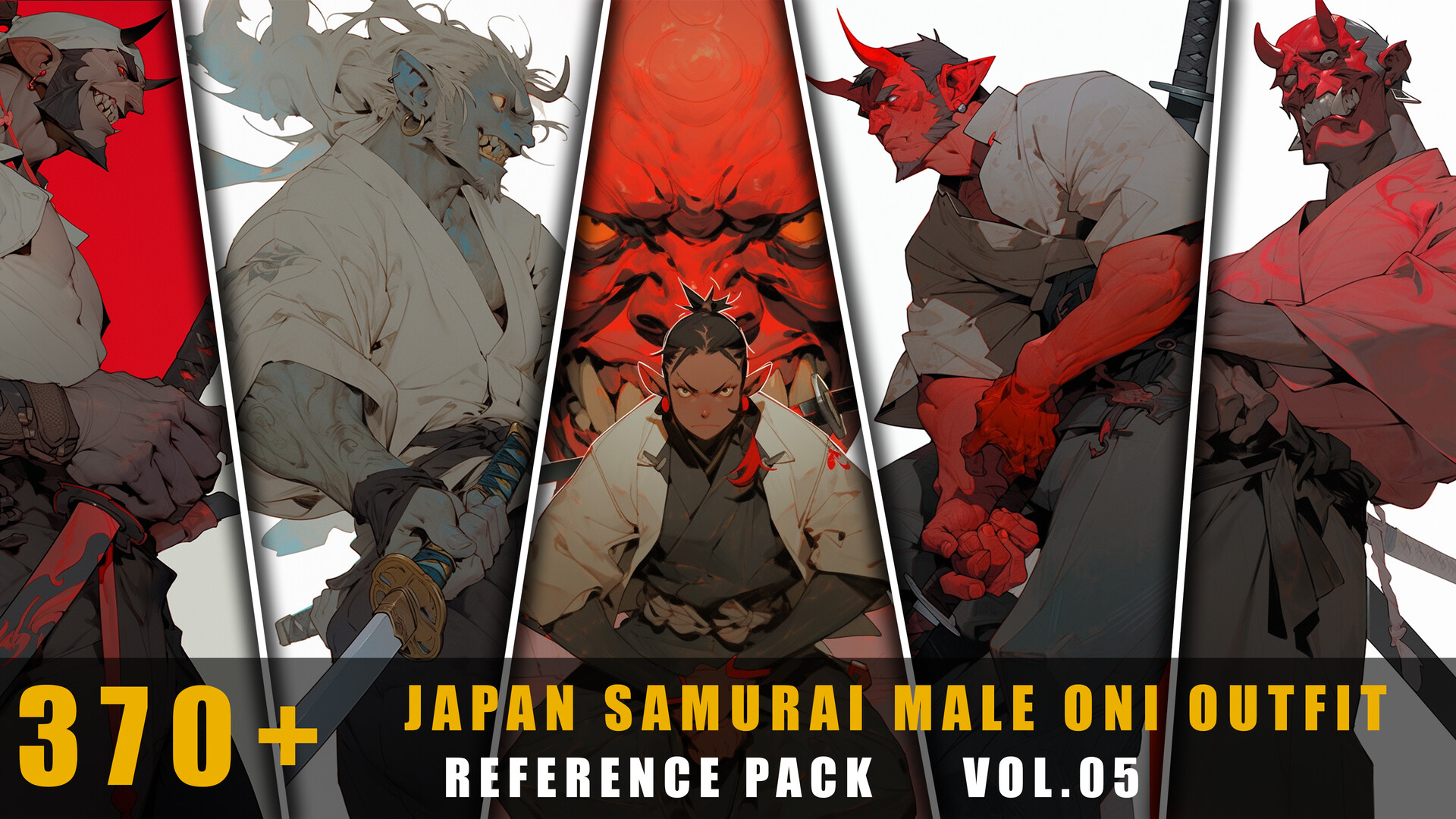 WaterLaw's Studio - 370+ Japan Samourai Male Oni Outfit - References ...