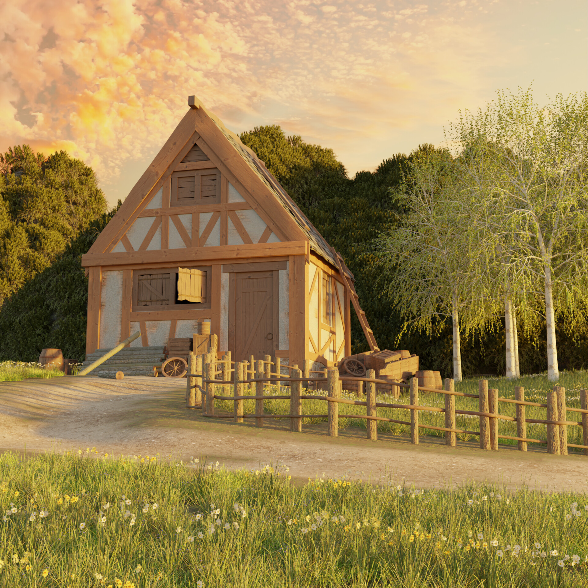 ArtStation - Medieval Cabin