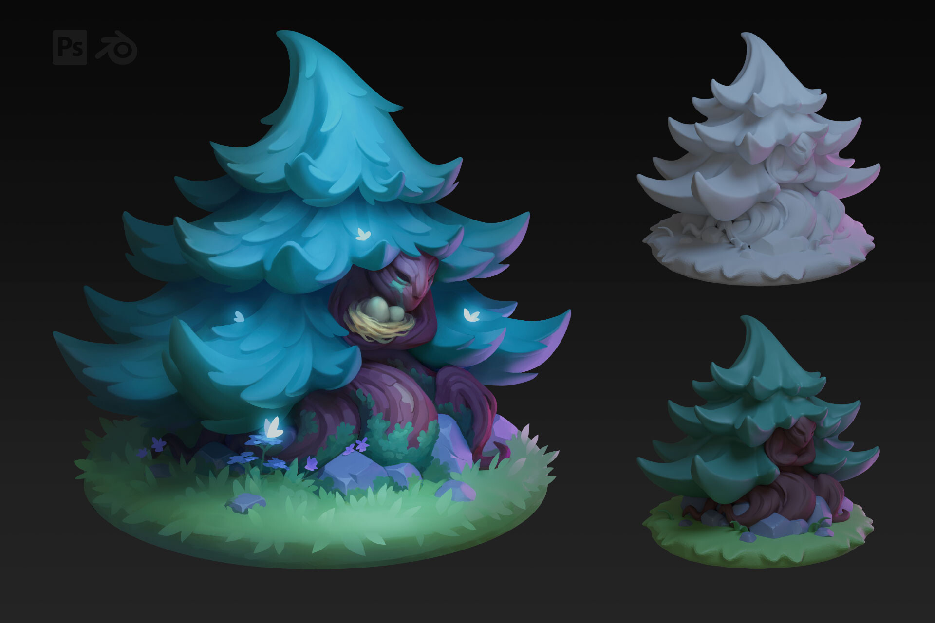 ArtStation - 3d to 2d, Pine tree