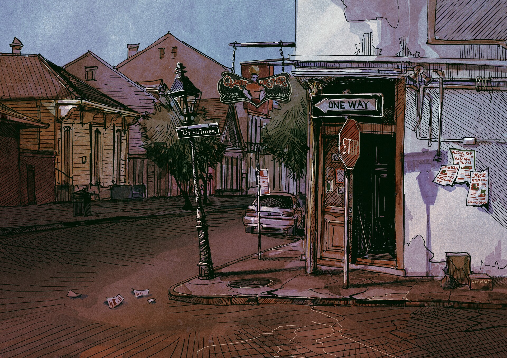 ArtStation - New Orleans street scene