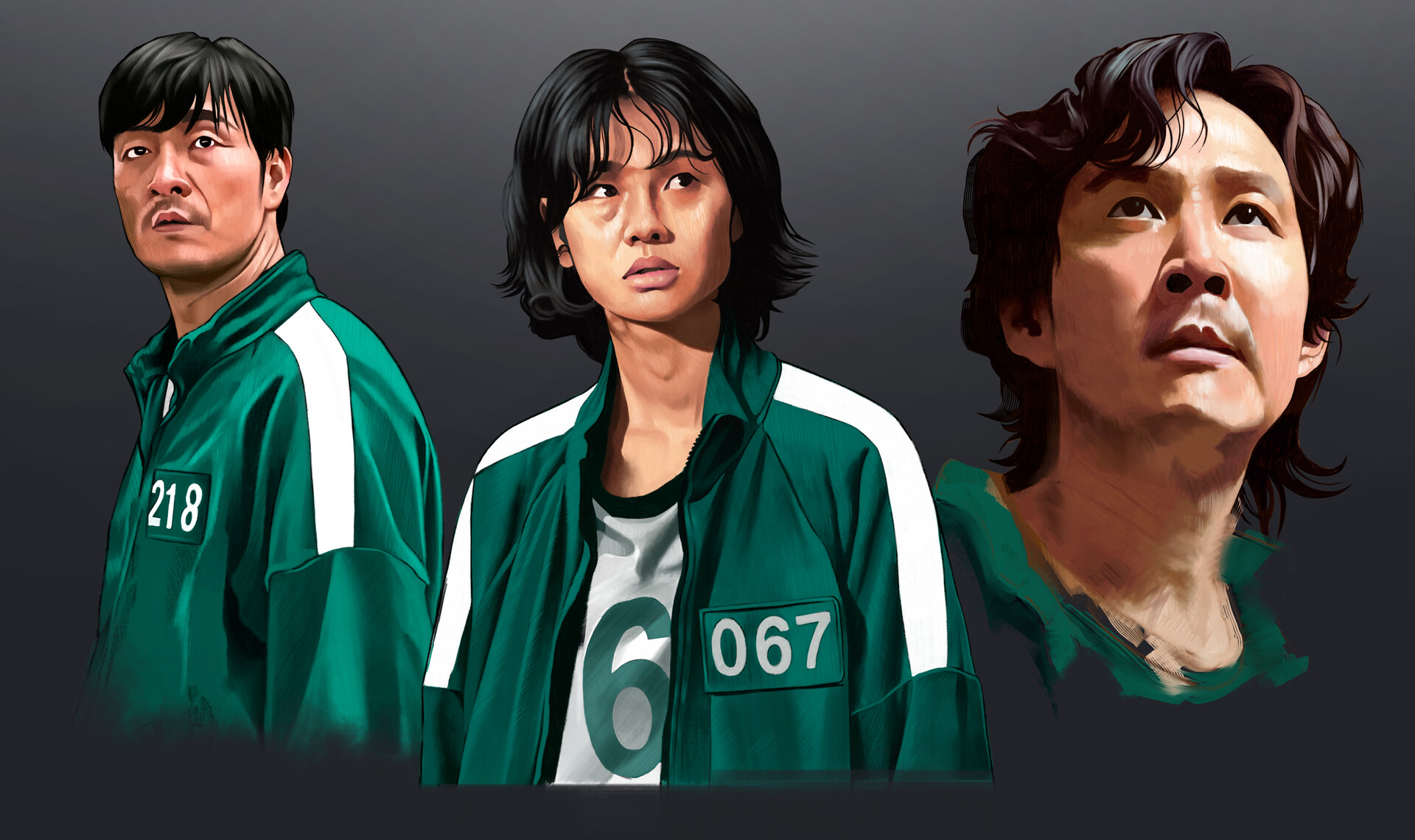 ArtStation - Squid Game Netflix sketchs characters