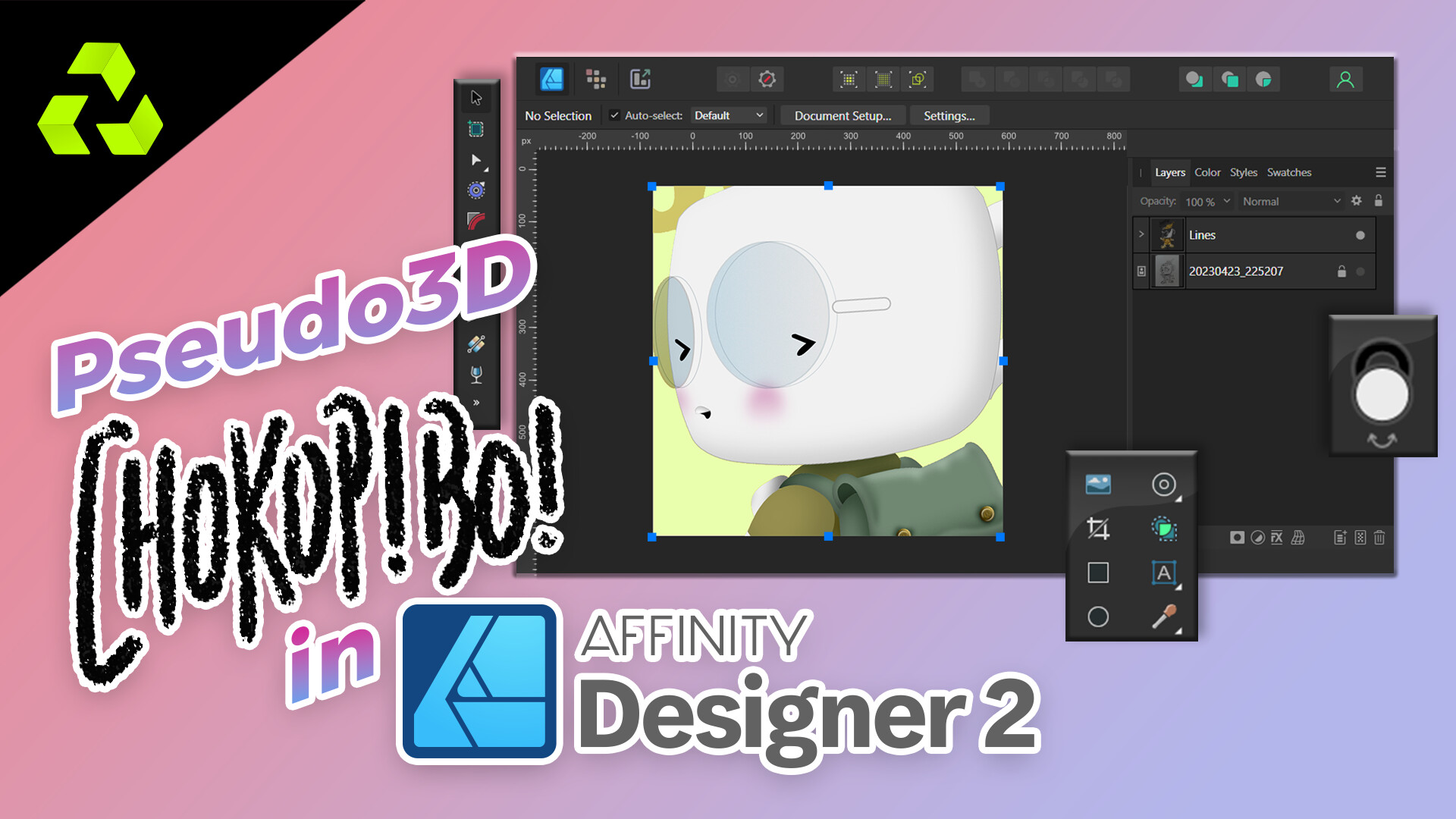 Allen Noche - Pseudo 3D ChoKopi Boy Illustration in Affinity Designer 2
