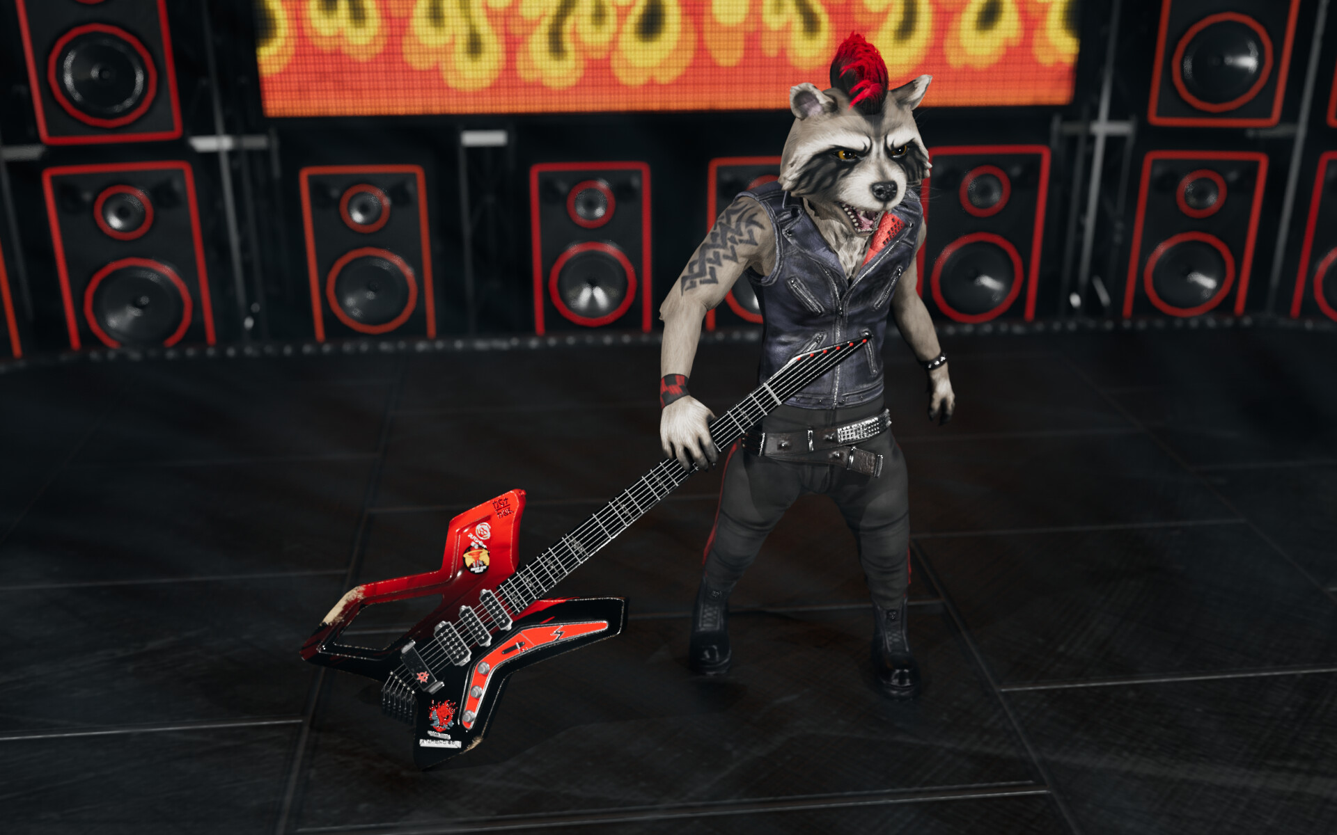 ArtStation - Heavy-Metal Racoon on stage