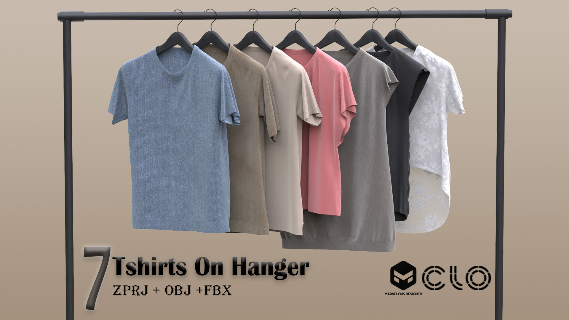 ArtStation - 7 T-shirts On Hanger