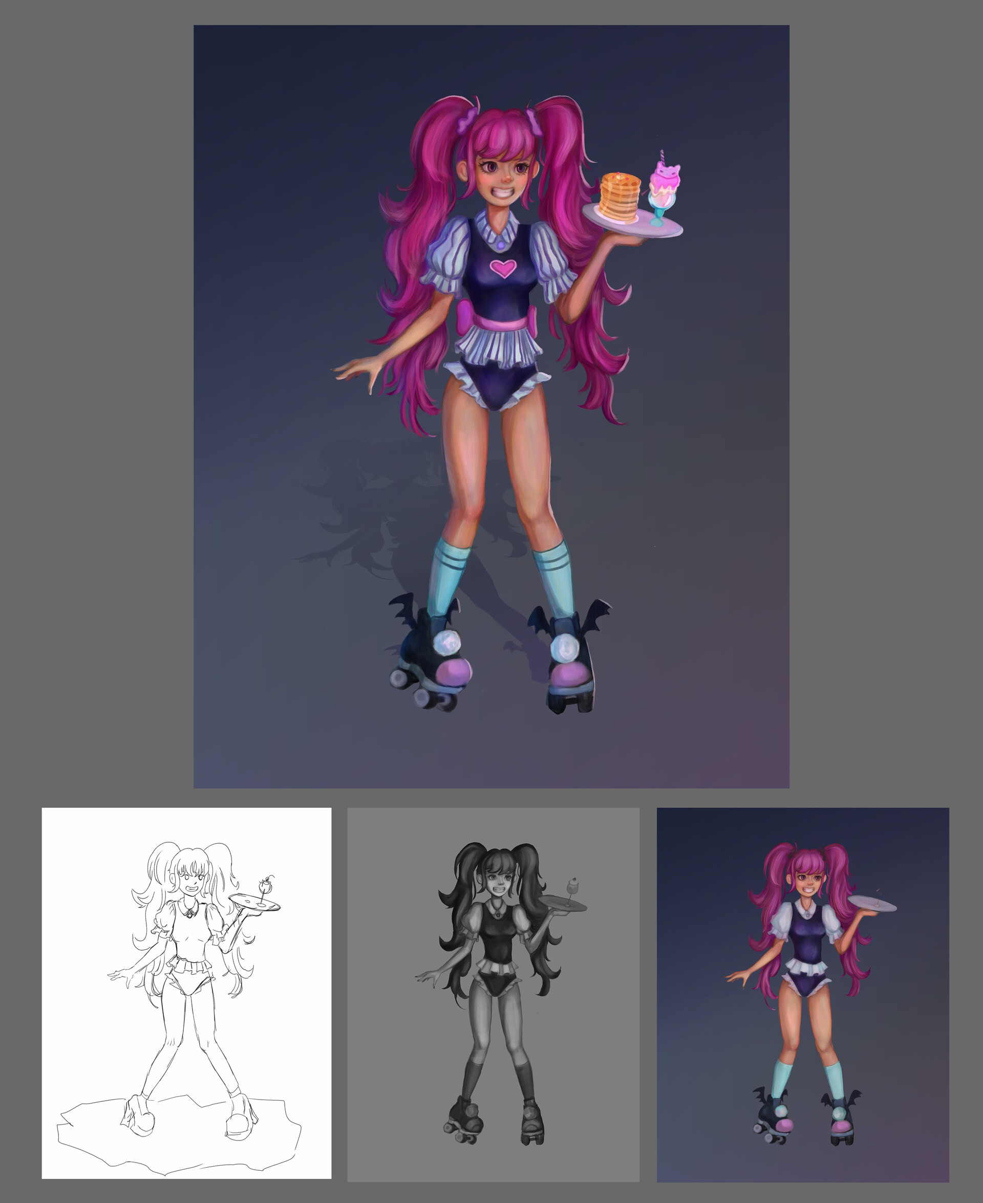 ArtStation - Rollerblading waitress