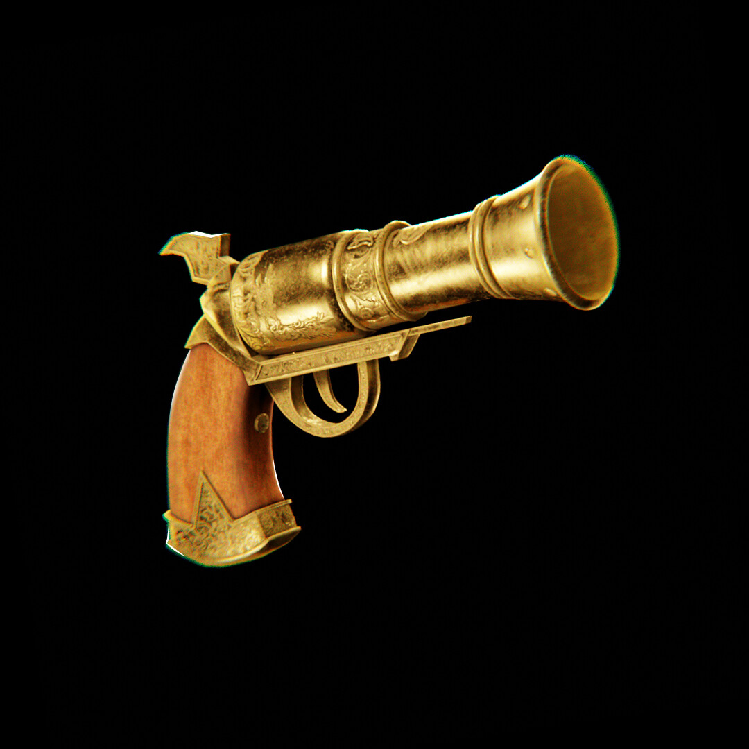 ArtStation - Engraved Golden Magnum Revolve