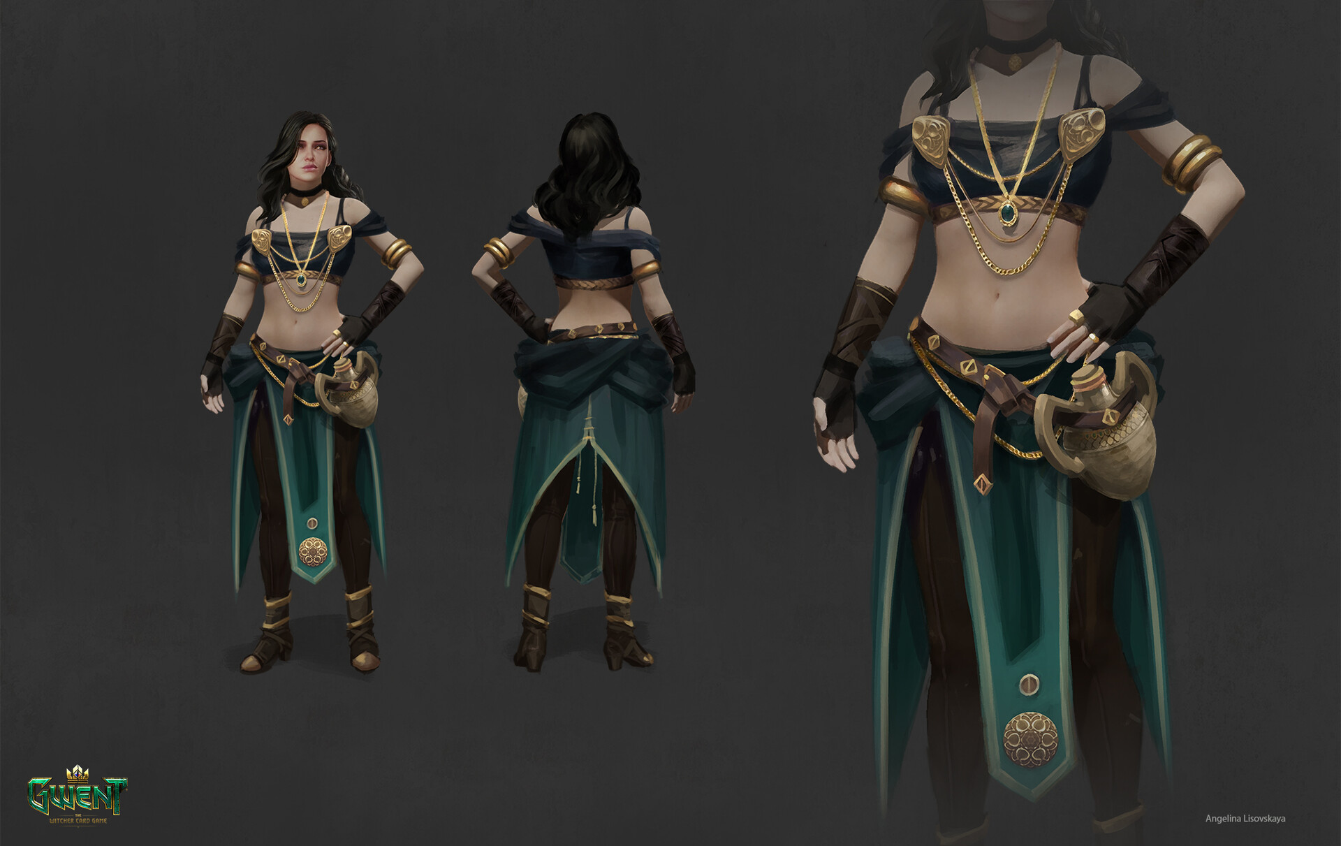 ArtStation - Yennefer Turquoise Djinn Hunter outfit concept for Gwent
