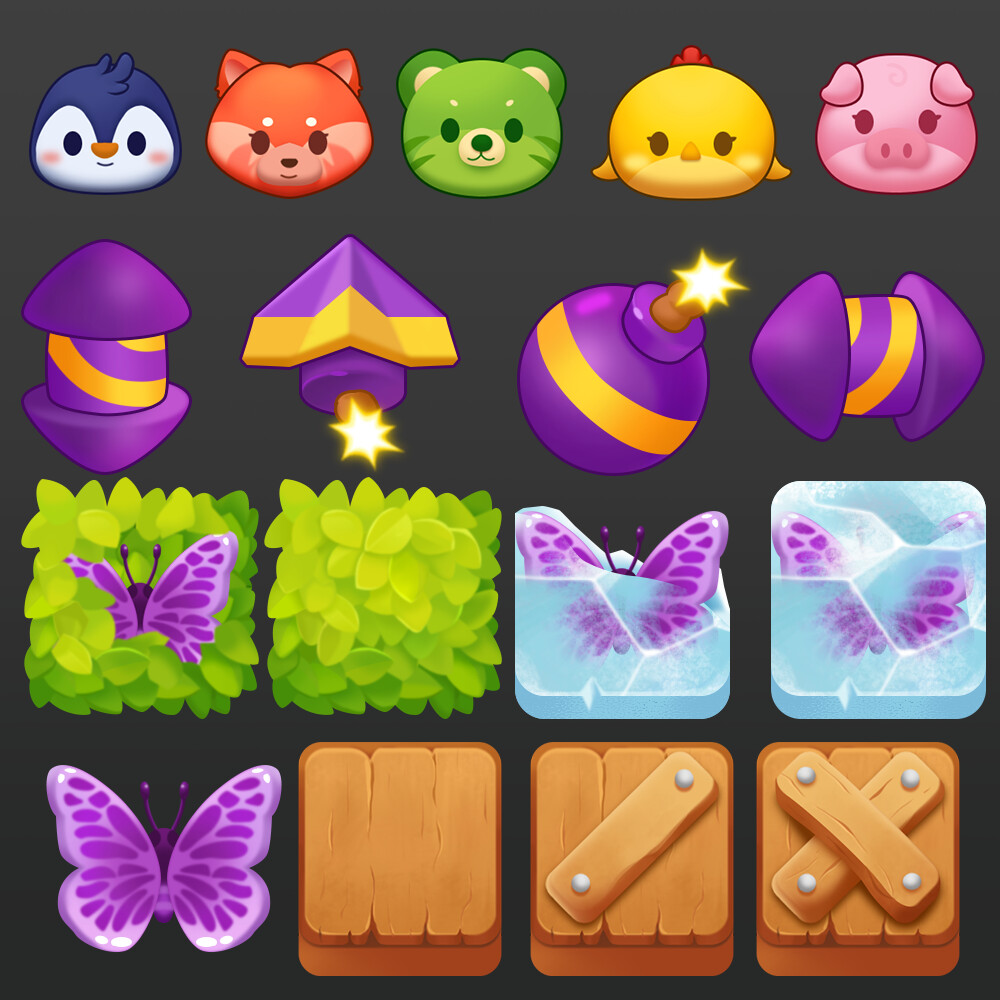 ArtStation - Game match 3 - Main elements