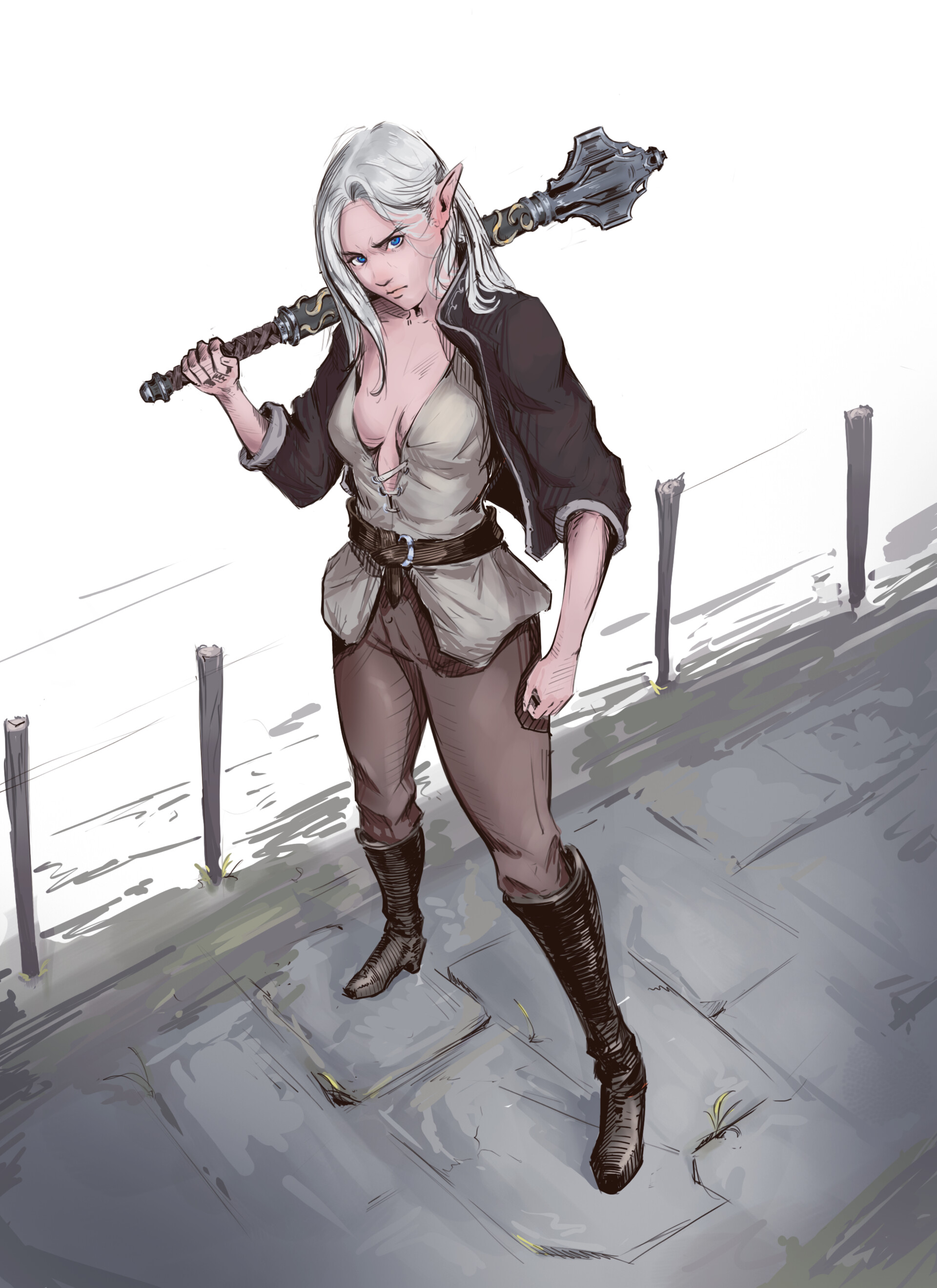 ArtStation - Elf with a mace.