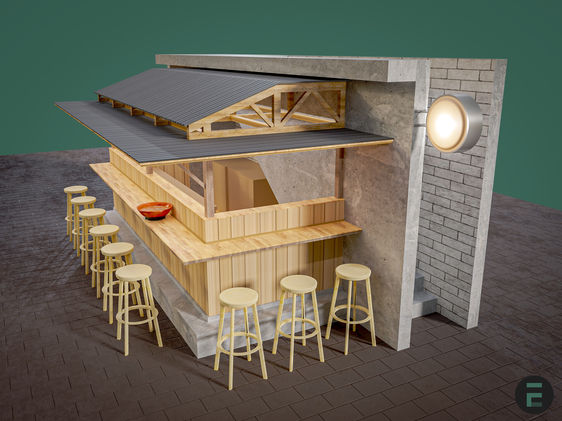 ArtStation - Japanese street Ramen shop counter 3D model