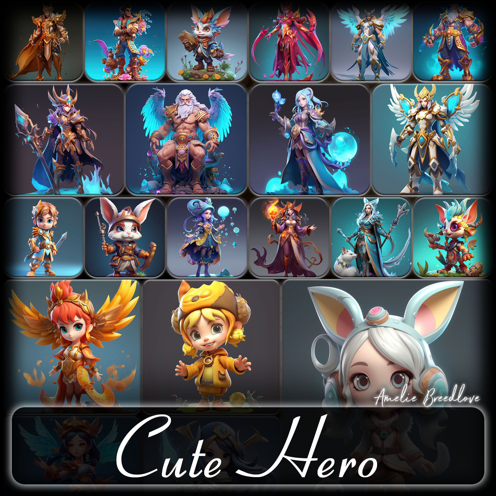 Amelie Breedlove - 200 Cute Hero Character (Full Body) Reference Pack ...