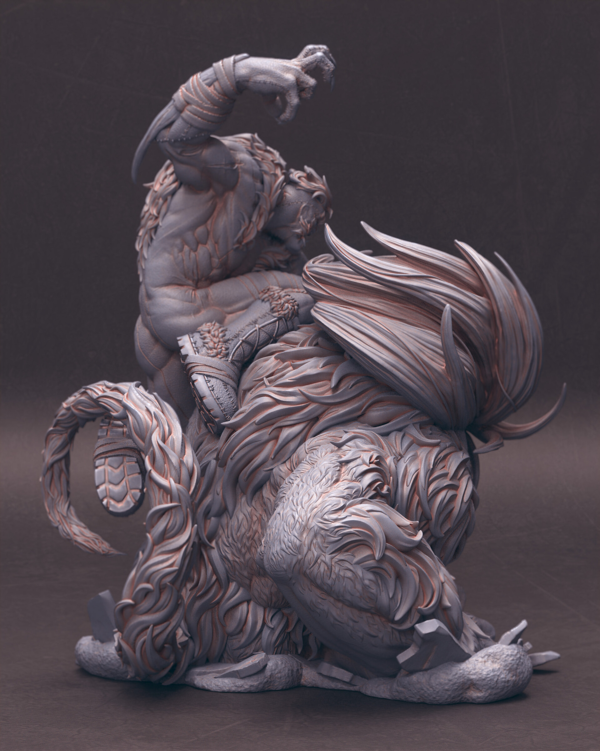 Polytrace Studio - Sabretooth vs Wendigo - Clay renders