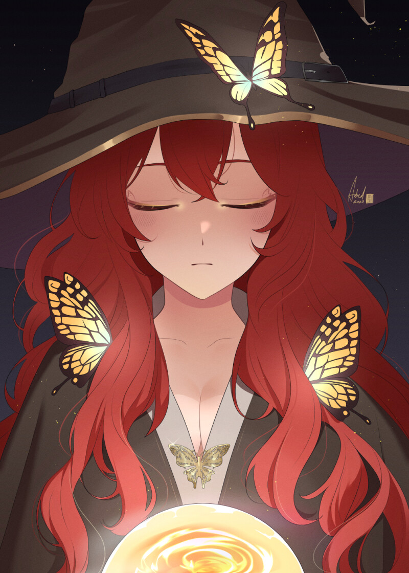 ArtStation - Original illustration - The witch and butterflies