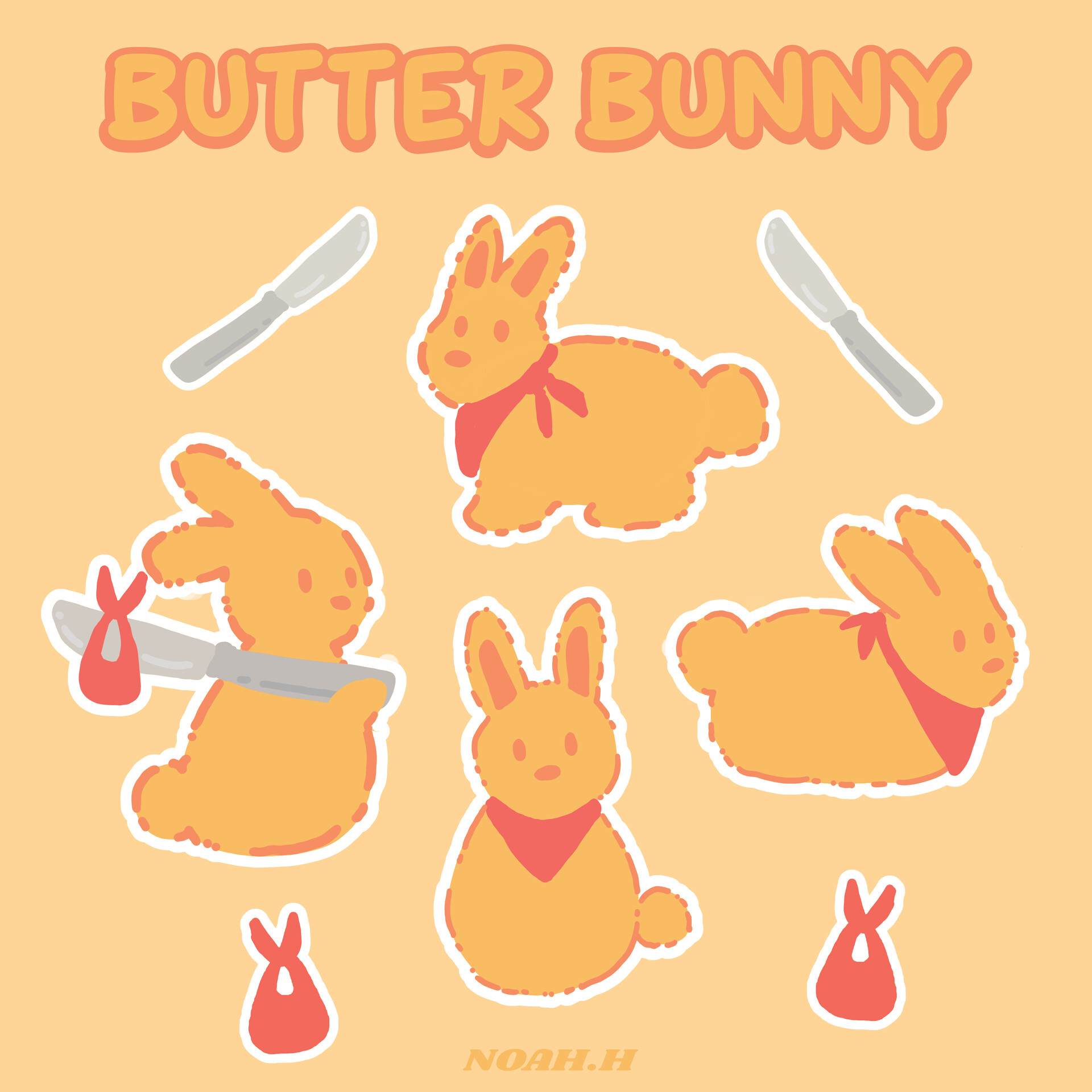 ArtStation - Butter Bunnies - Sticker Sheet
