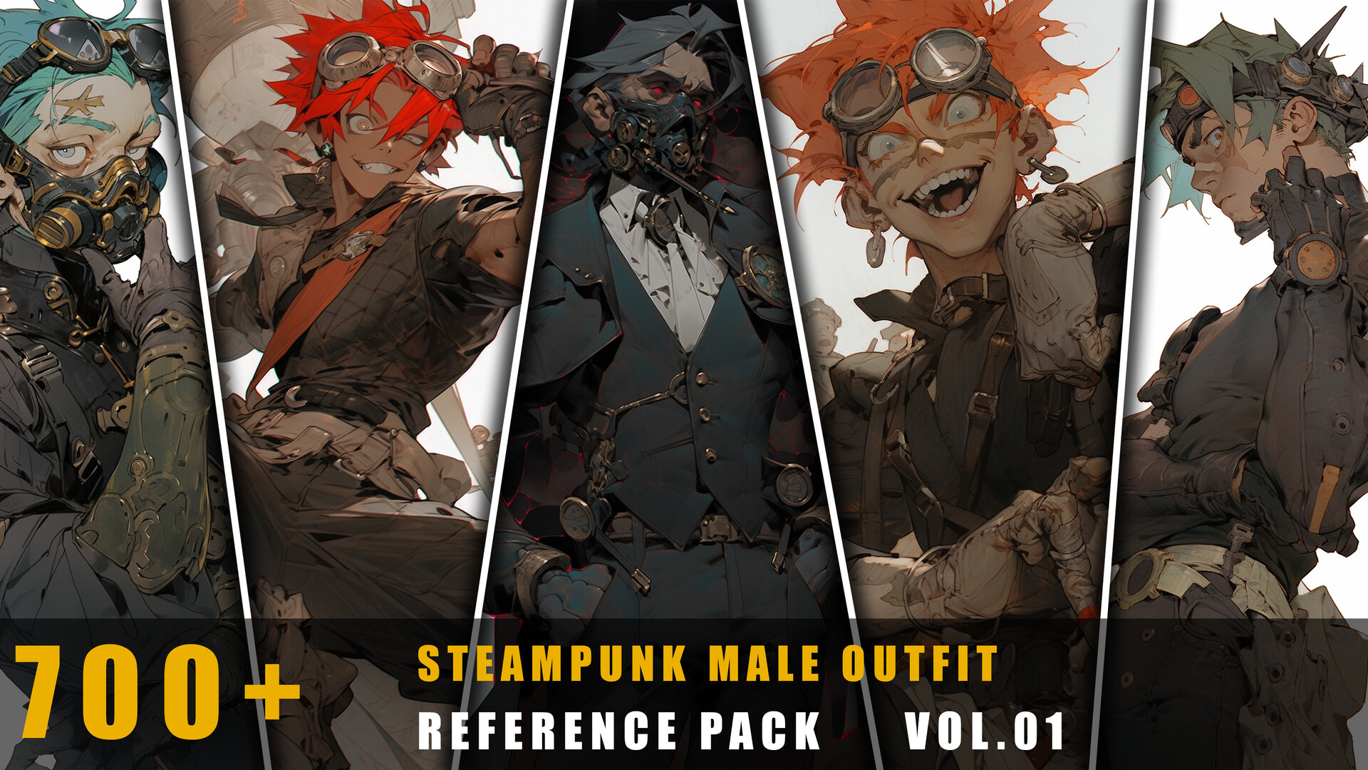 WaterLaw's Studio - 700+ Steampunk Male Outfit - References Pack Vol.01